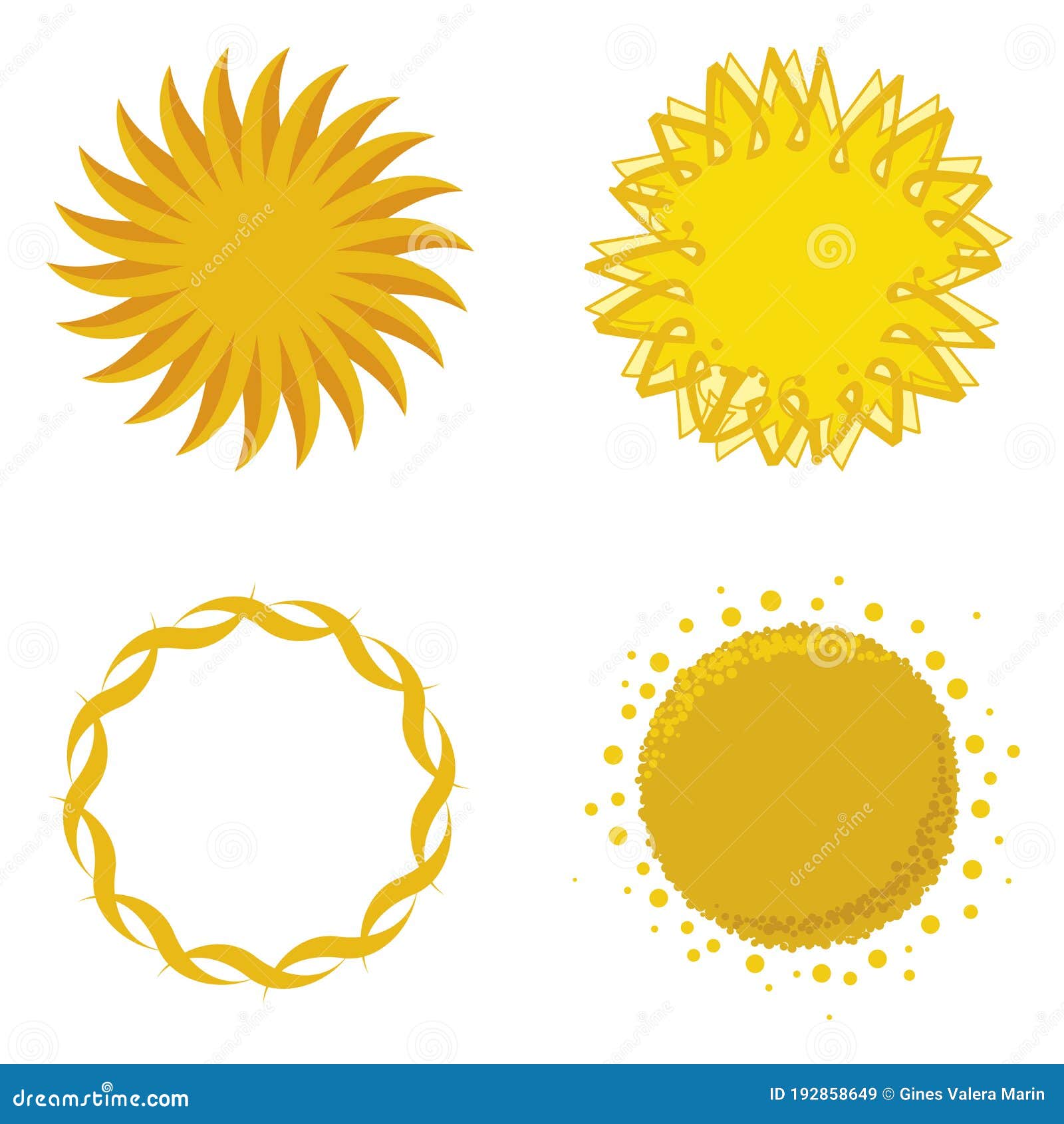 Four Icon Set of Plain Sun Symbols Isolated on White Stock Illustration ...