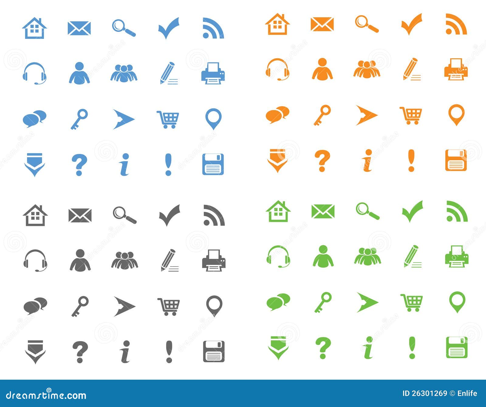 Four icons set stock vector. Illustration of communications - 26301269