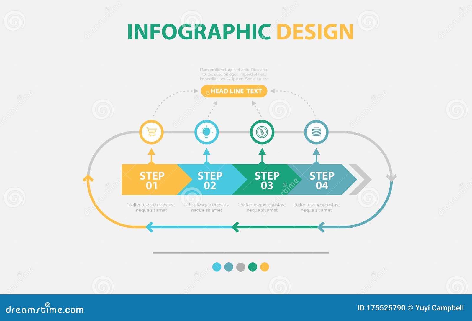 Four Ideas Process Chart Slide Template. Business Data. Stock Vector ...