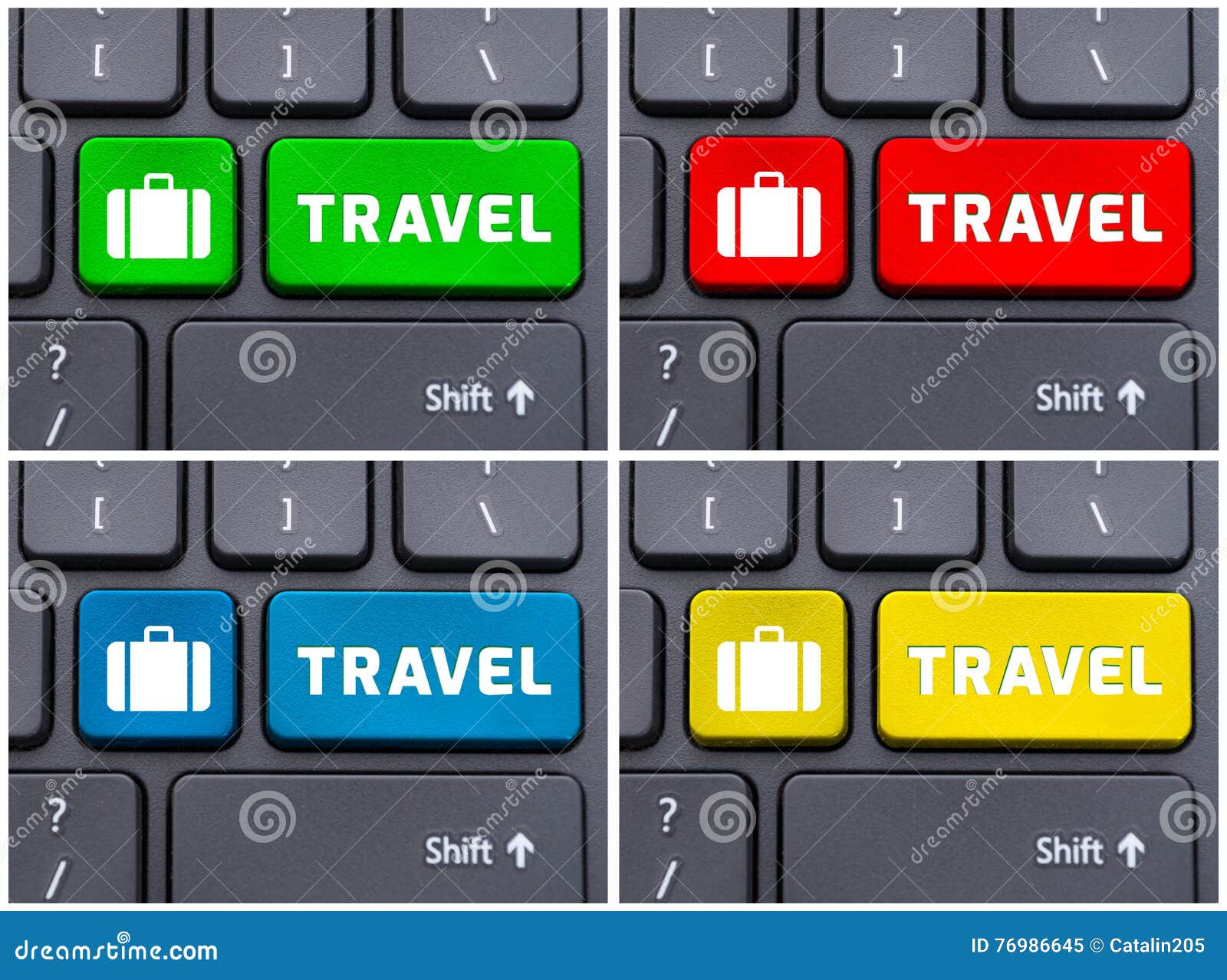 Four Images of Computer Keyboard with Travel Button Stock Image - Image ...