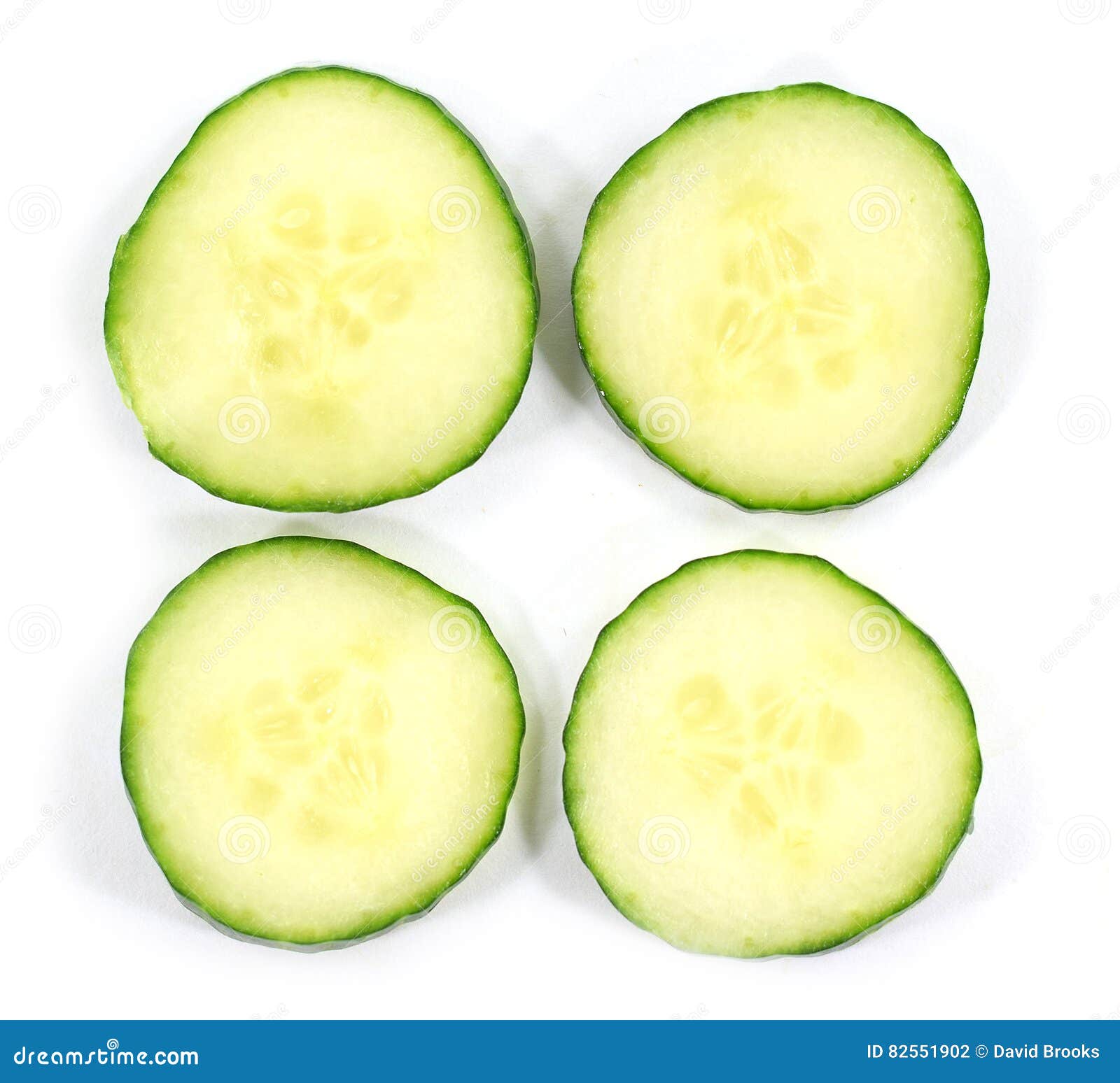 Four Individual Cucumber Slices Stock Photo - Image of macro, chopped ...