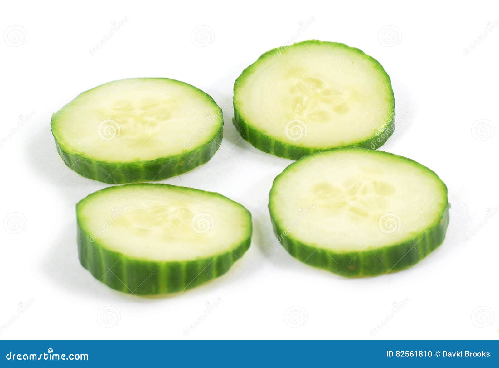 Four Individual Cucumber Slices Stock Photo - Image of natural ...