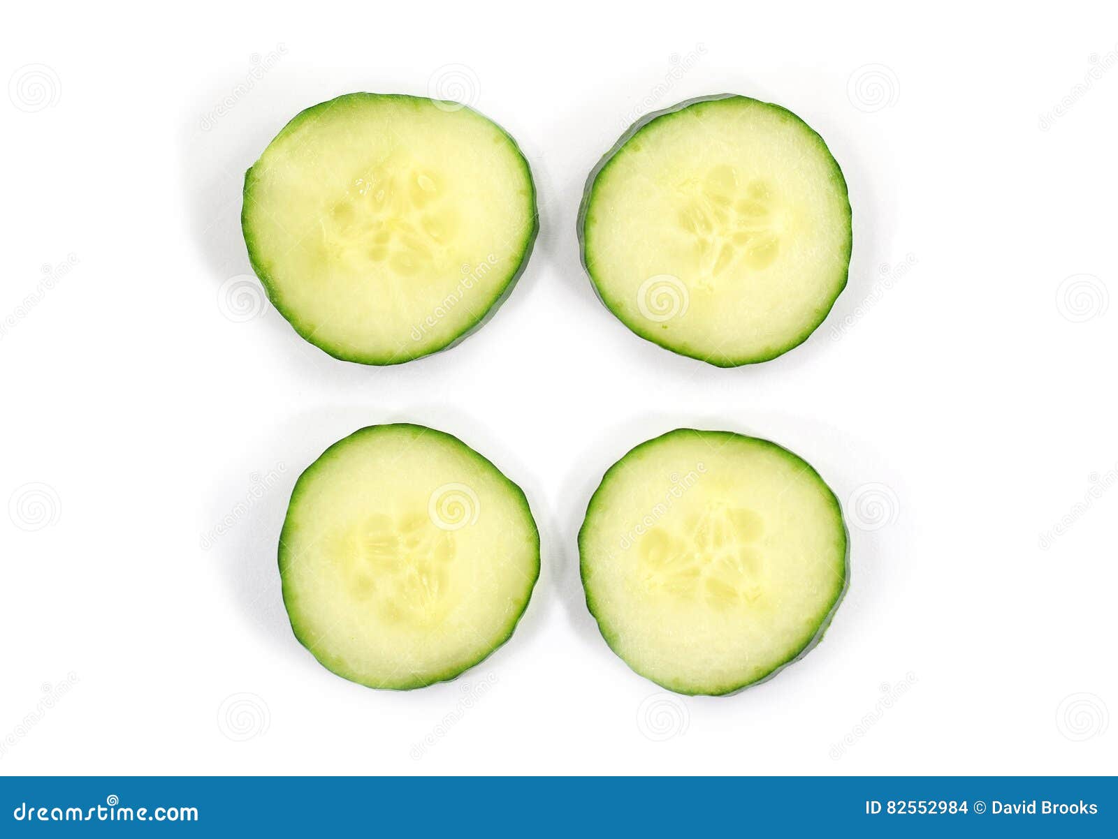 Four Individual Cucumber Slices Stock Photo - Image of portion ...