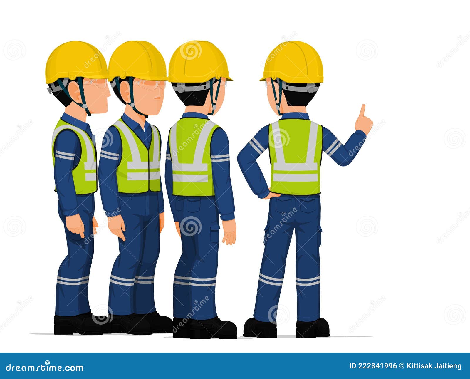 Four Industrial Workers Are Discussing About Their Work Vector ...