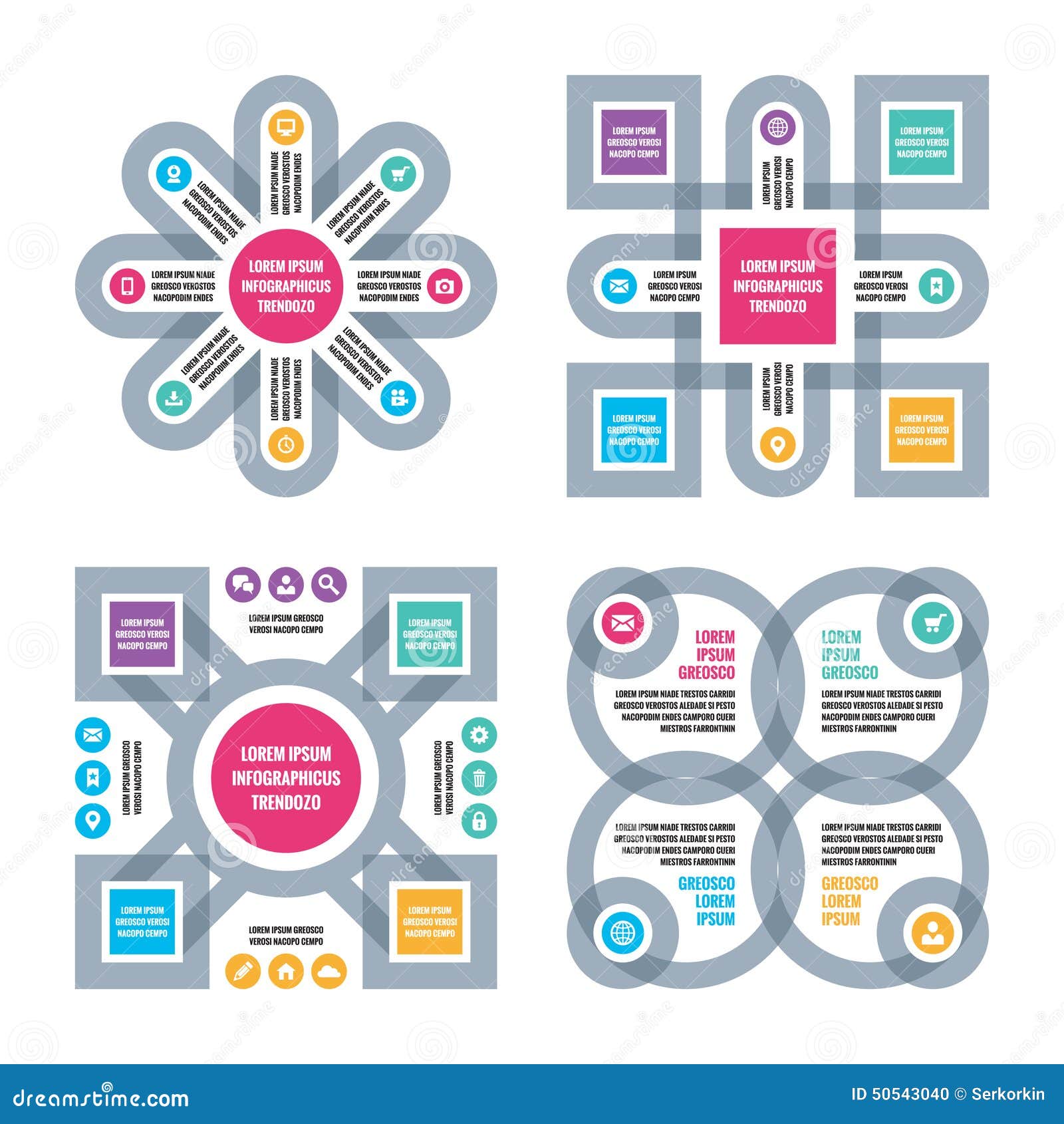 Four Infographic Business Concept. Four Vector Schemes with Icons Stock ...