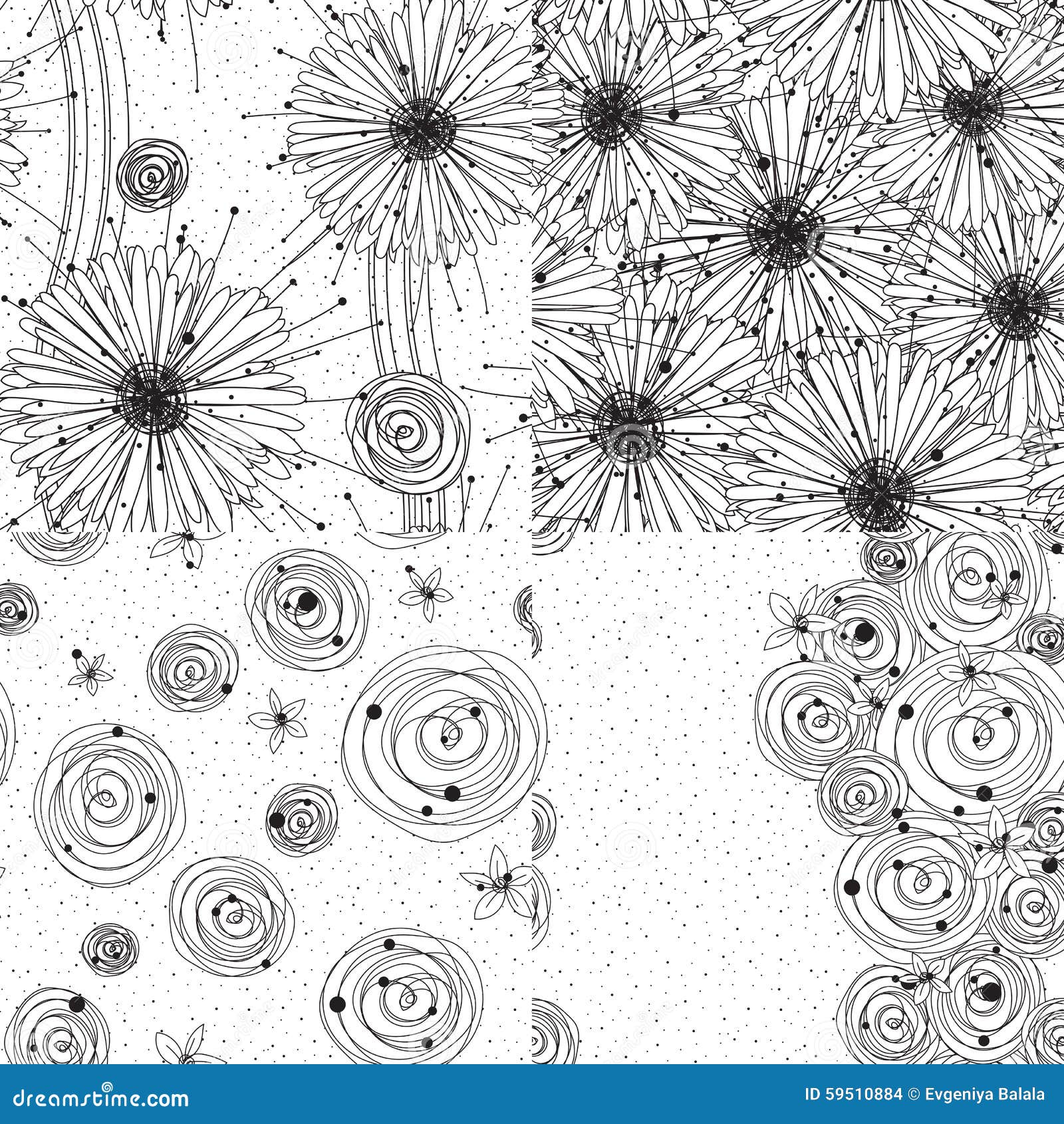 Four Ink Patterns Vector Illustration | CartoonDealer.com #59510884