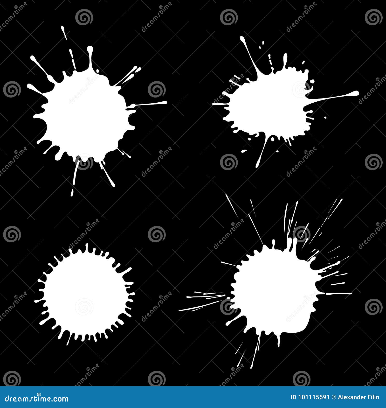 Four Ink White Spots on Black Background Stock Vector - Illustration of ...