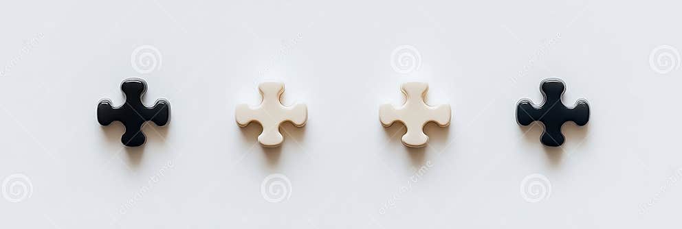 Four Interconnected Puzzle Pieces on Clean White Background ...
