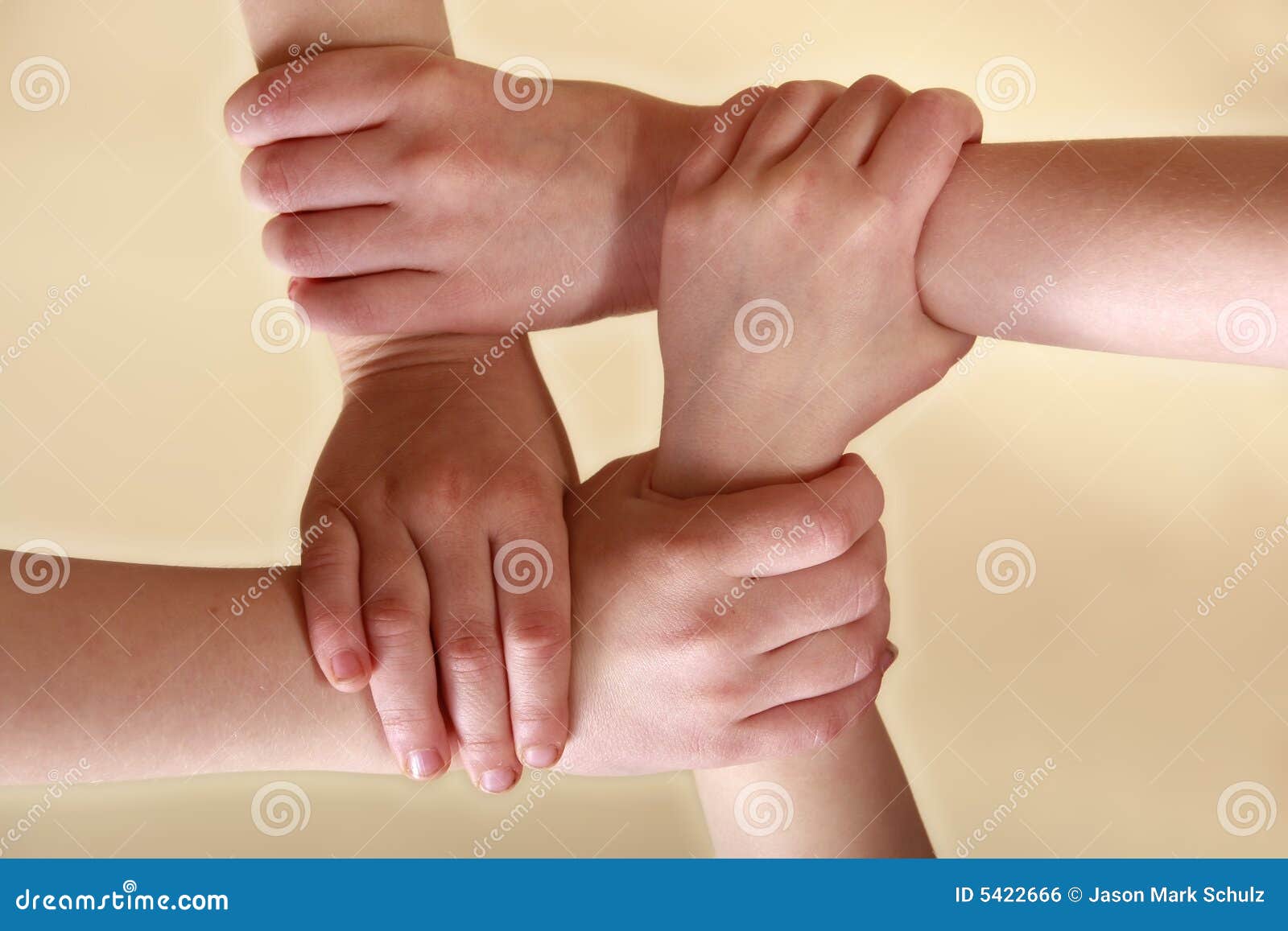 Four Interlocking Children S Hands Stock Photo - Image of support ...