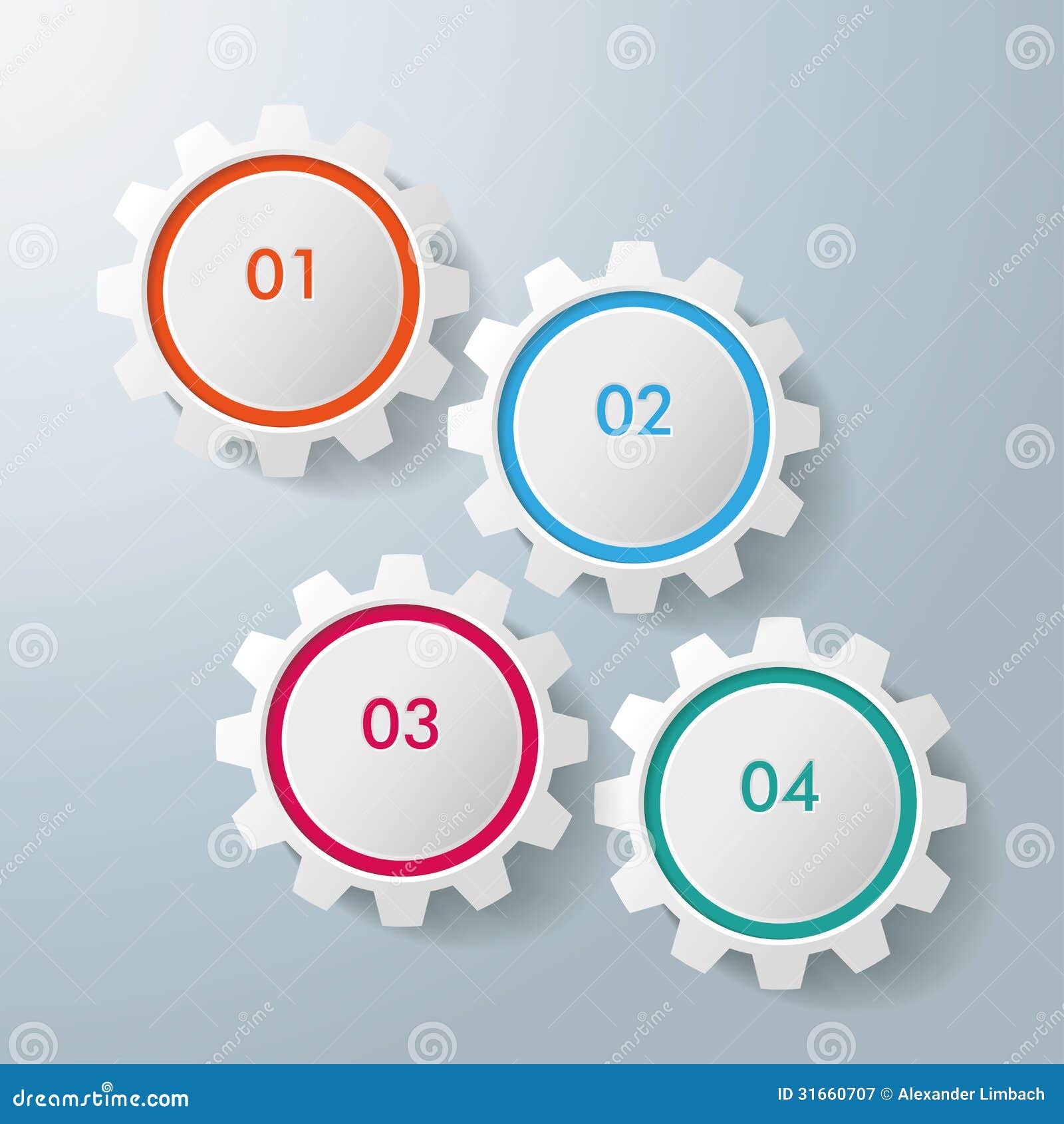 Four interlocking gears stock vector. Illustration of copy - 31660707