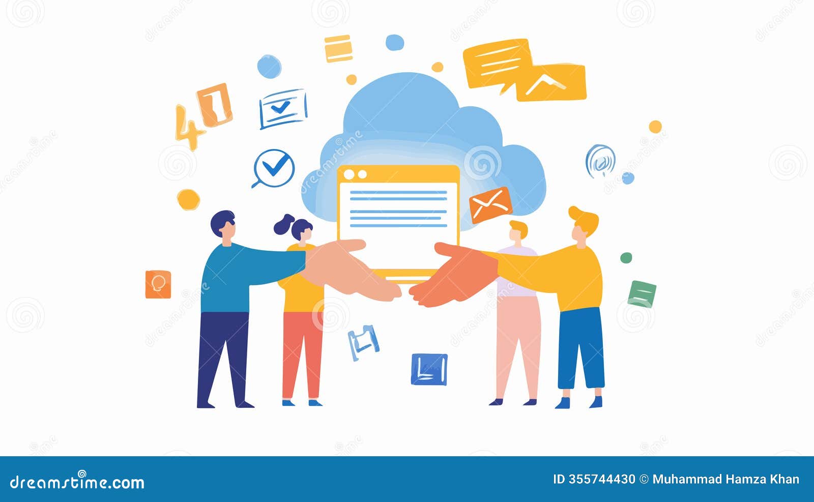 Four Interlocking Hands Symbolizing Teamwork Unity Collaboration ...