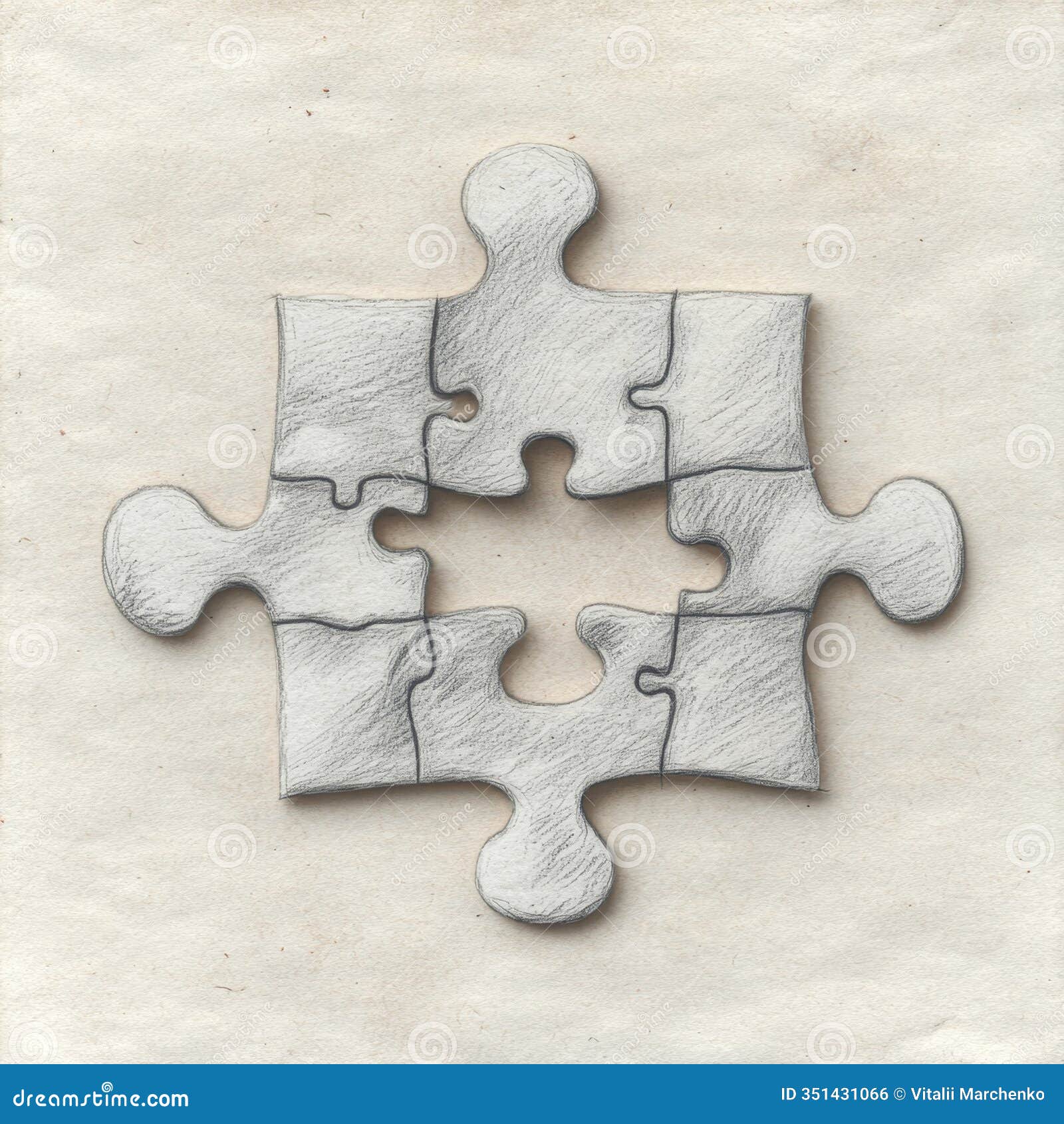 Four Interlocking Puzzle Pieces on Paper Background Stock Illustration ...