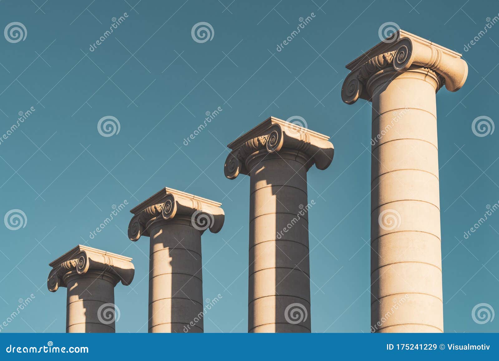 Four Ionic style columns stock image. Image of outdoor - 175241229