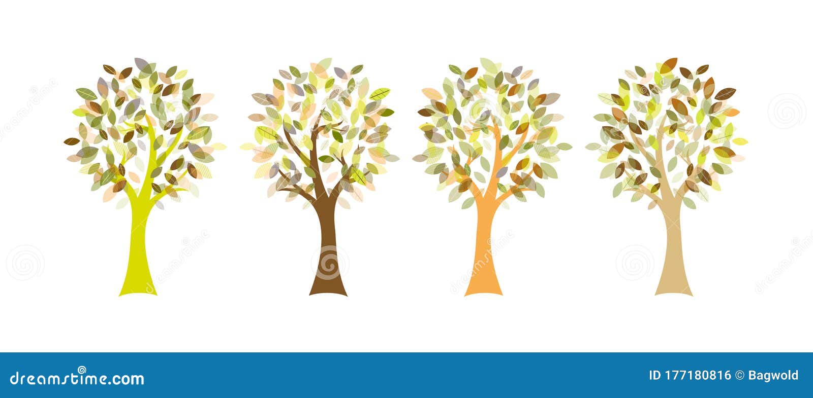 4 Isolated Colourful Seasonal Vector Trees Stock Vector - Illustration ...