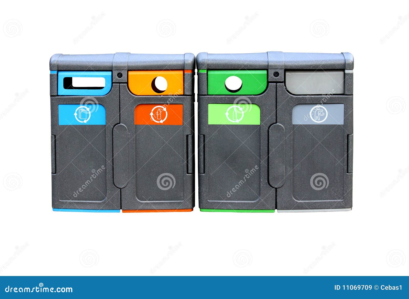 Four Isolated Recycling Bins Stock Image - Image of industry ...