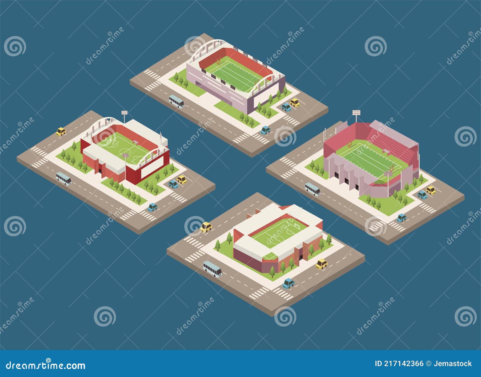 Four isometric stadiums stock vector. Illustration of ground - 217142366