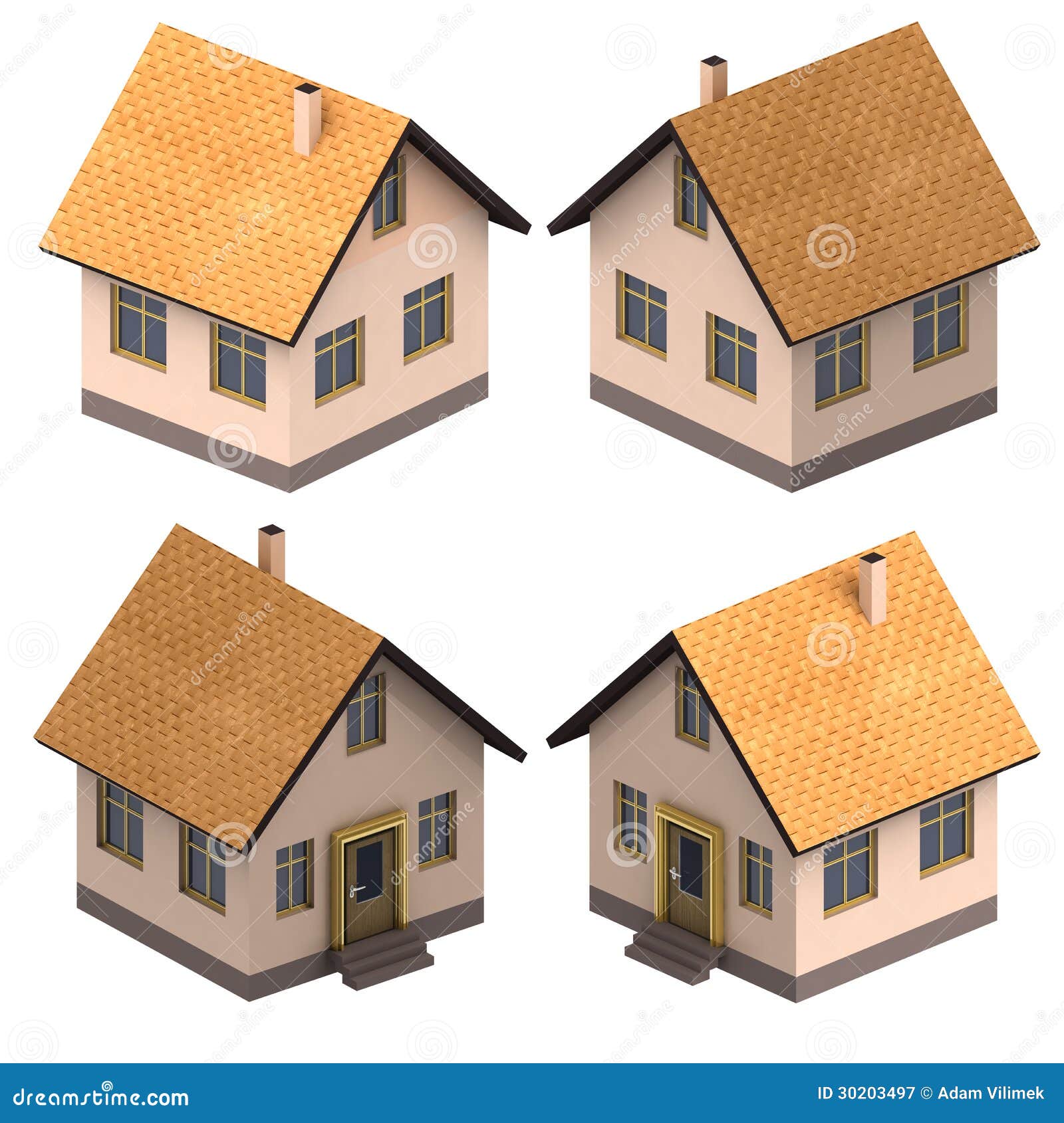 Four Isometric Views on New Real Estate Project Stock Illustration ...