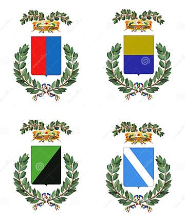 Four Italian Heraldry Shields Stock Illustration - Illustration of ...