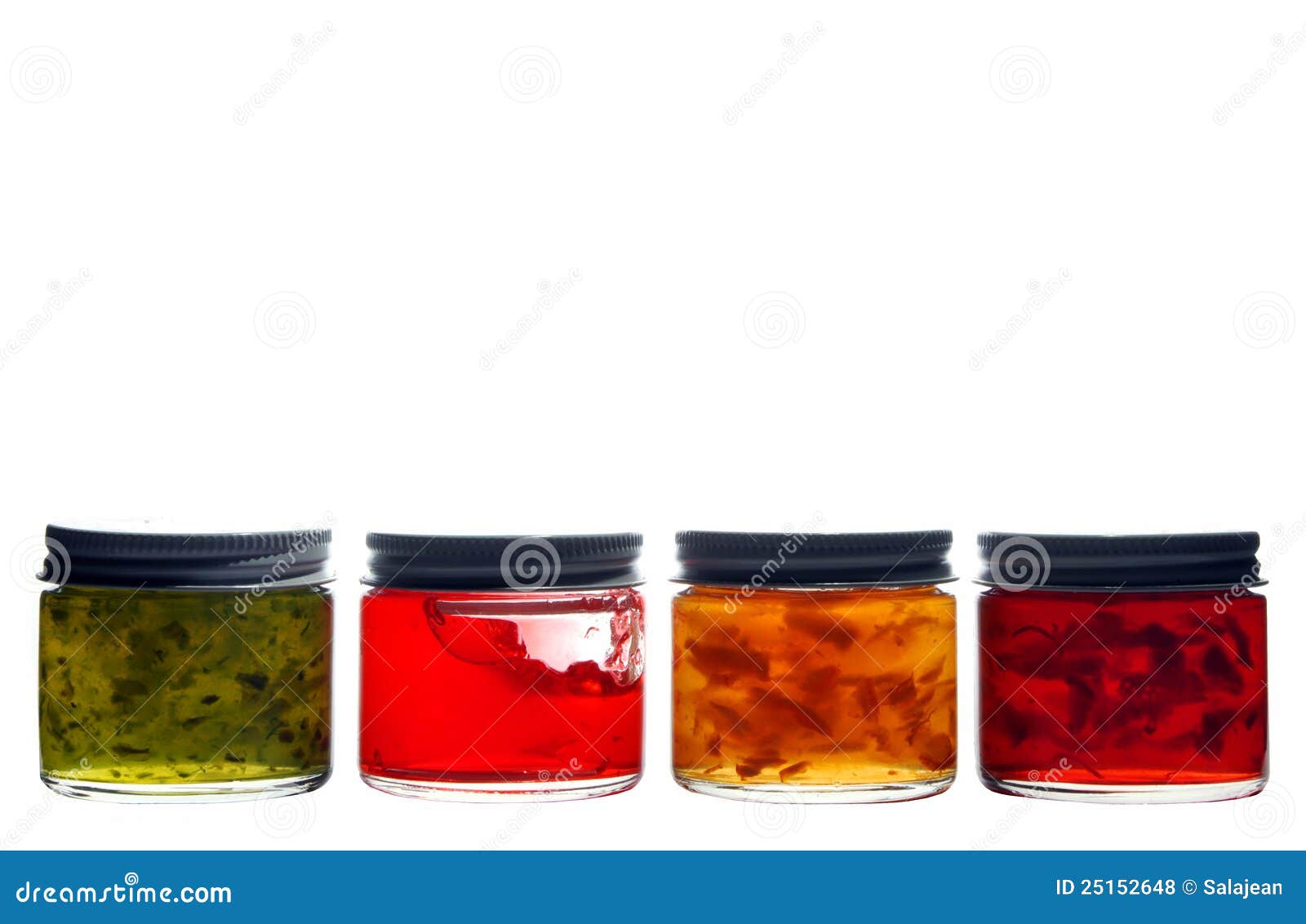 Four Jam Jar Isolated on White Background Stock Photo - Image of ...