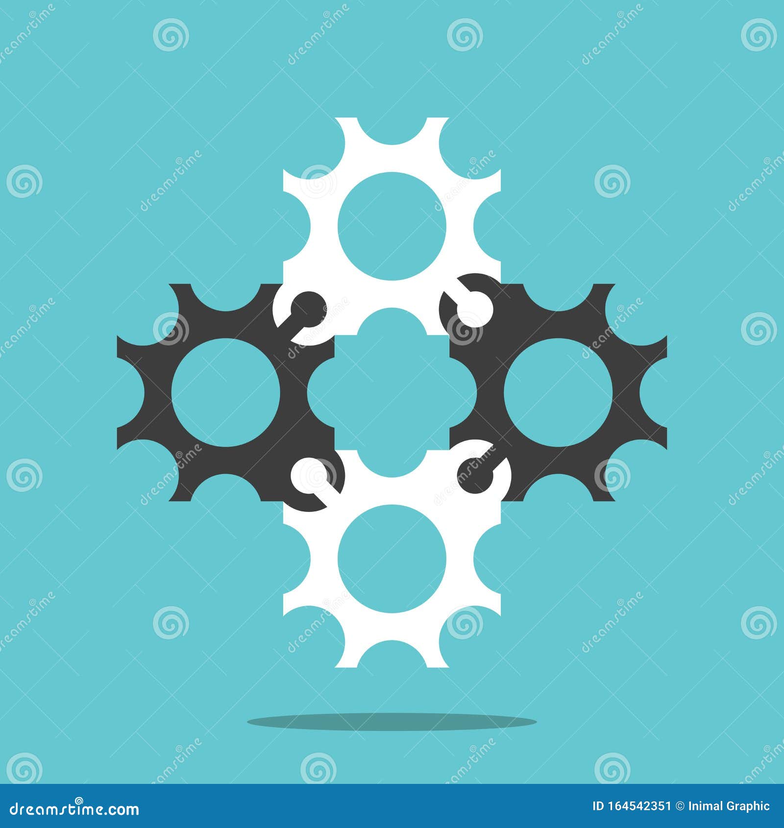 Four jigsaw cog wheels stock vector. Illustration of merge - 164542351