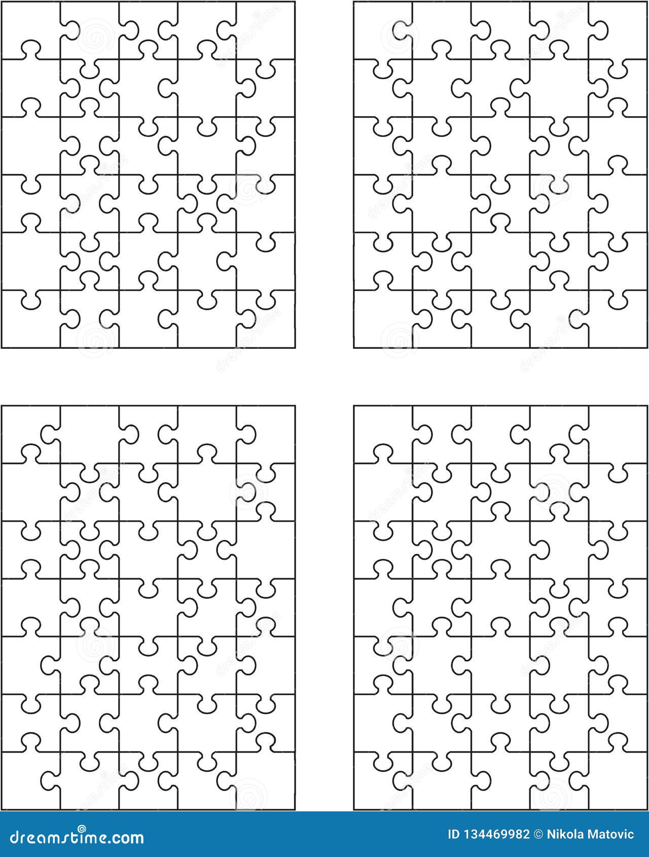 Four Jigsaw Puzzles, Isolated Stock Illustration - Illustration of ...