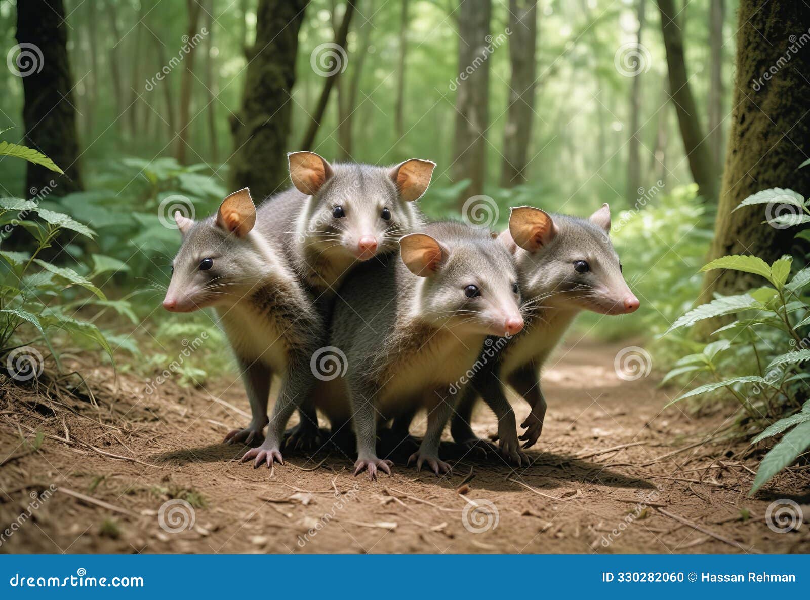 Four Joey Possums Riding on Mother`s Back during Springtime Stock ...