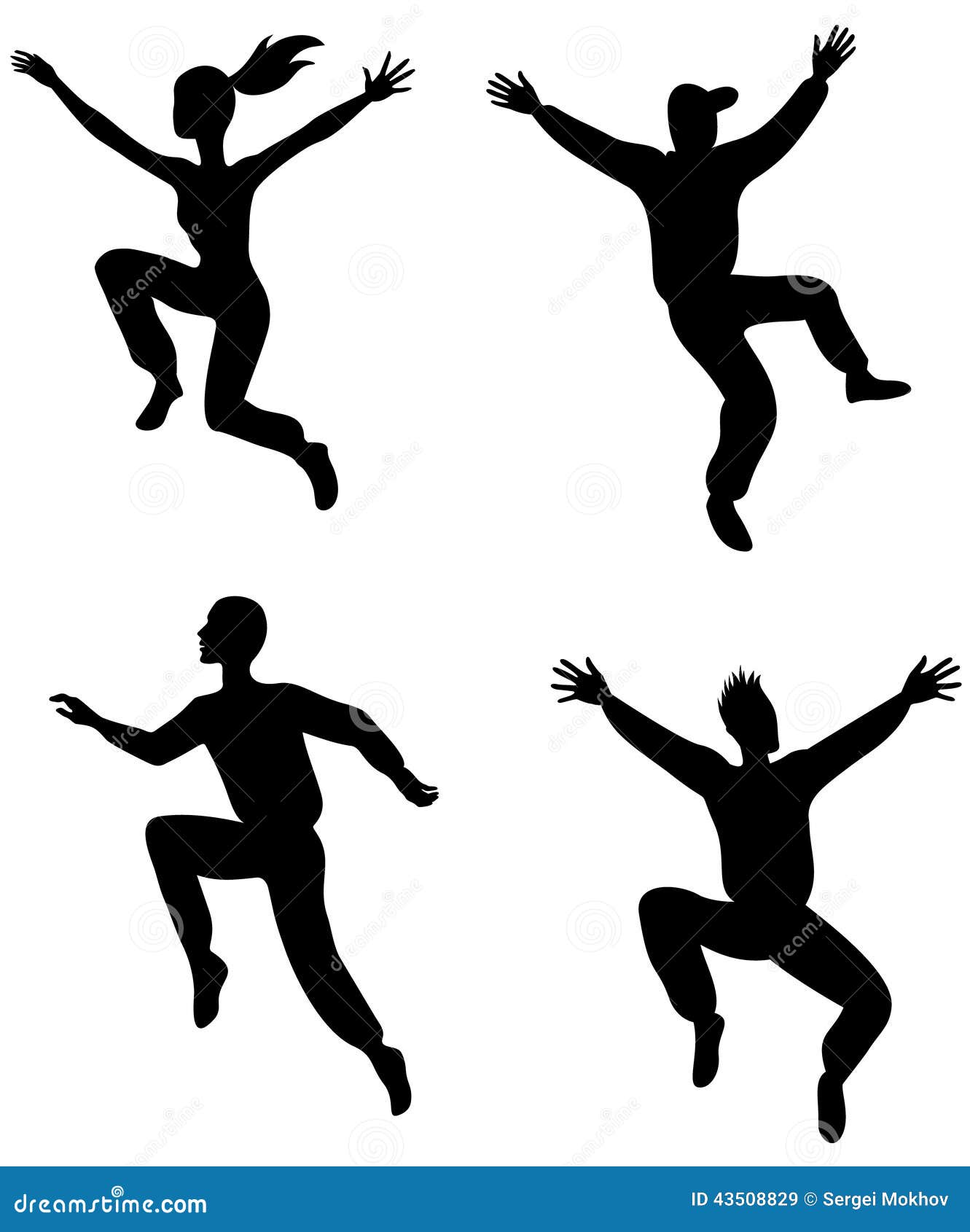 Four jumping people stock vector. Illustration of vector - 43508829