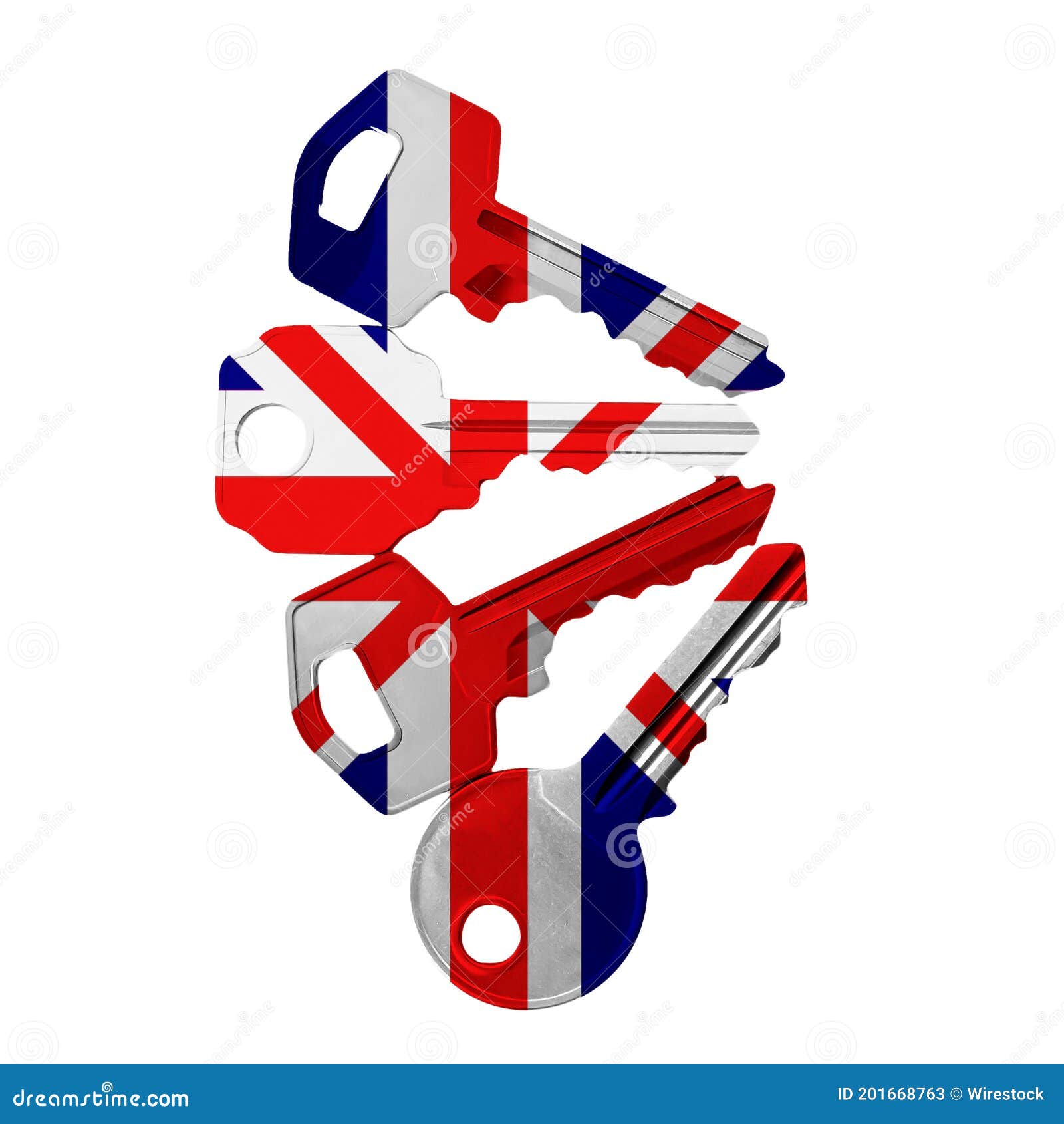 Keys with the UK Flag Isolated on a White Background Stock Illustration ...