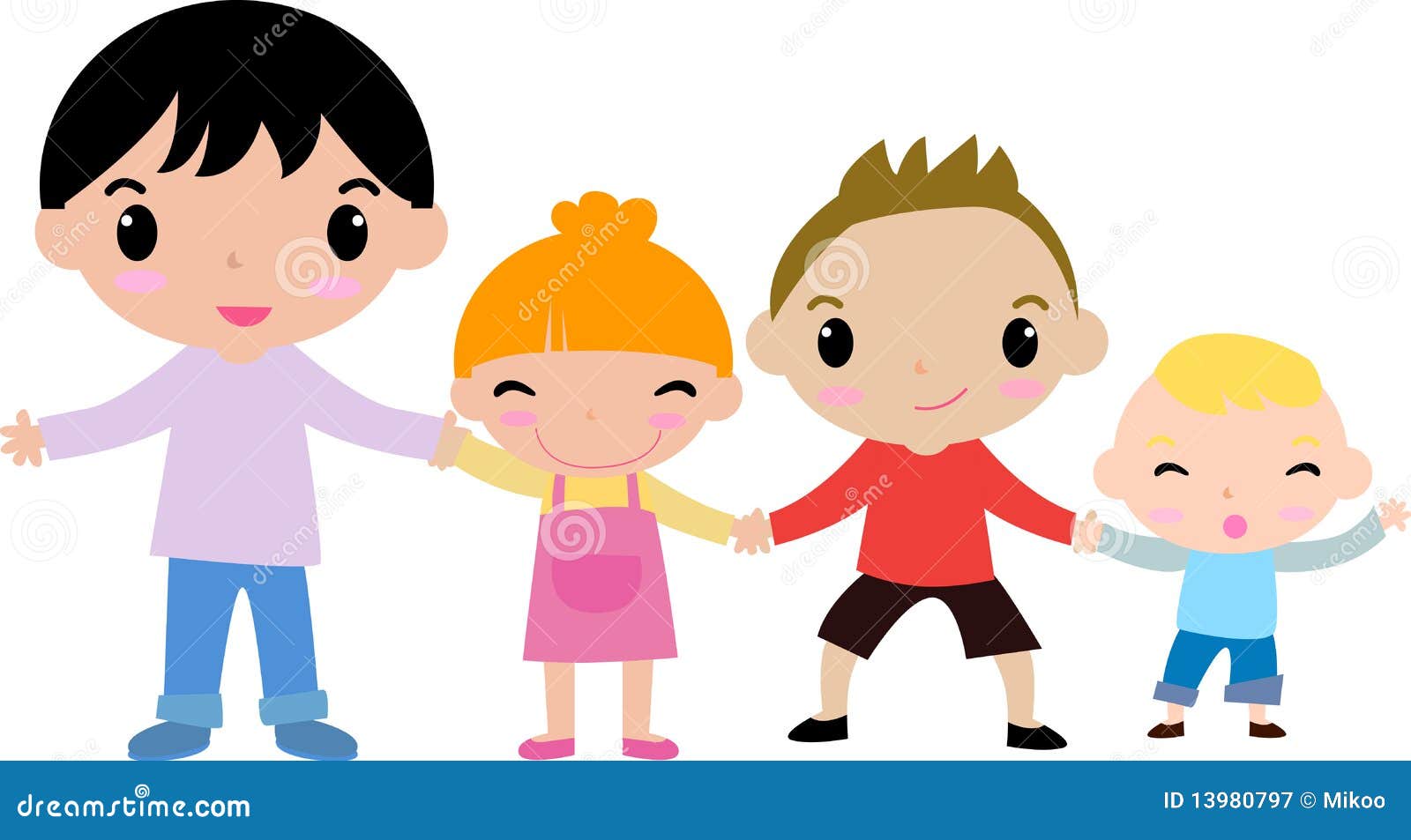 Four kids stock vector. Illustration of action, graphic - 13980797