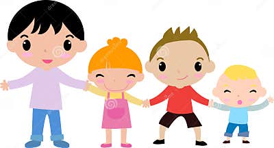 Four kids stock vector. Illustration of action, graphic - 13980797