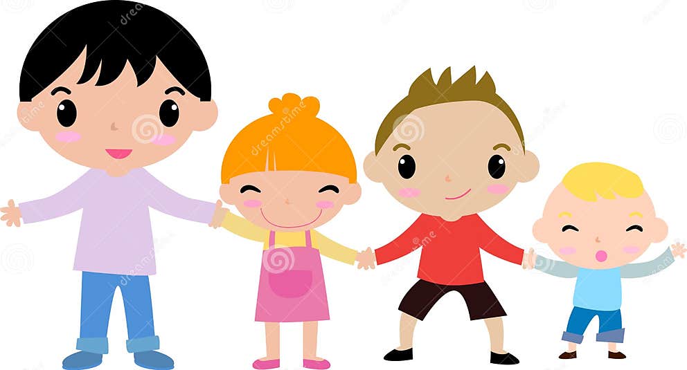 Four kids stock vector. Illustration of action, graphic - 13980797