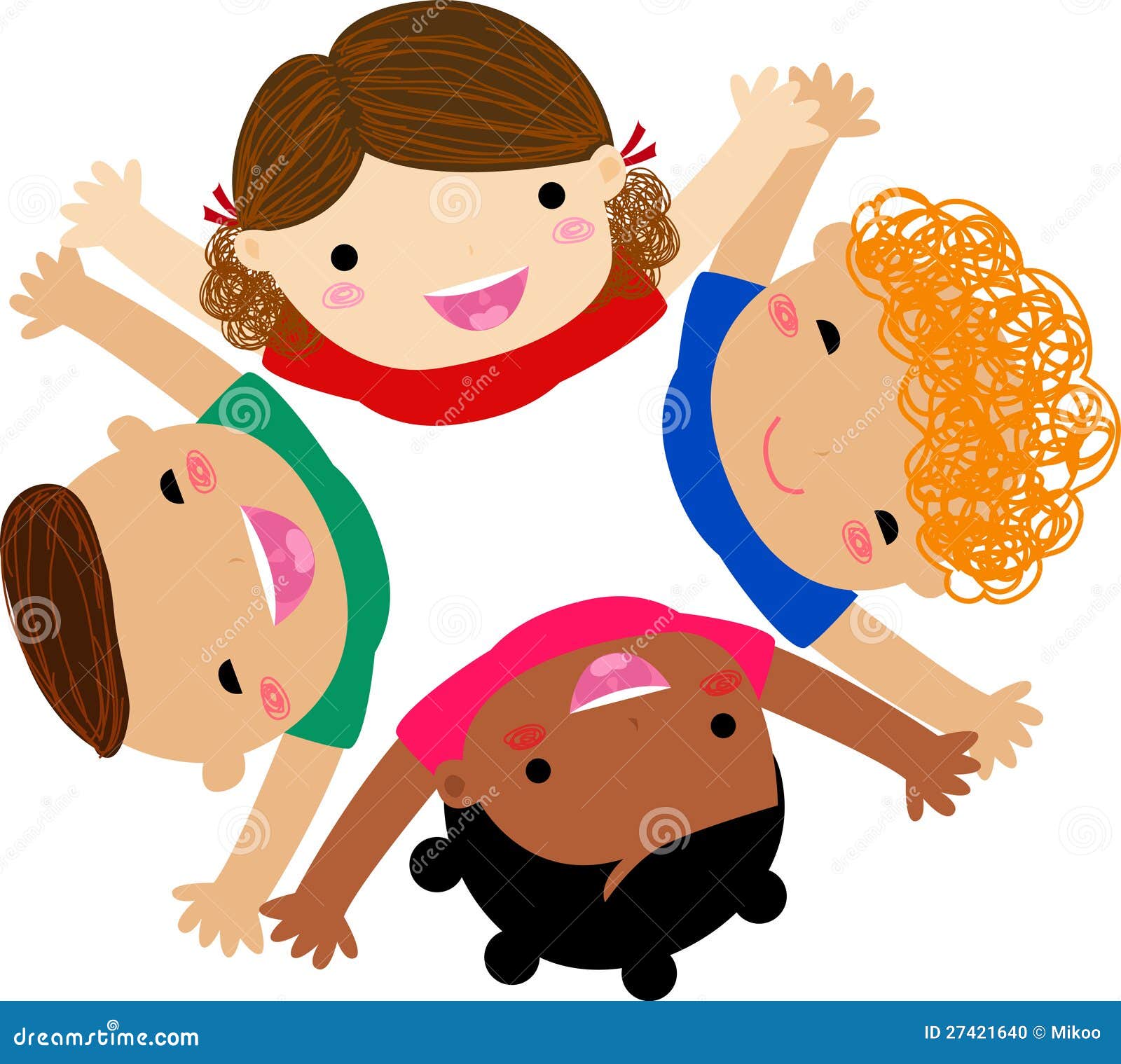 Four kids stock vector. Illustration of together, class - 27421640
