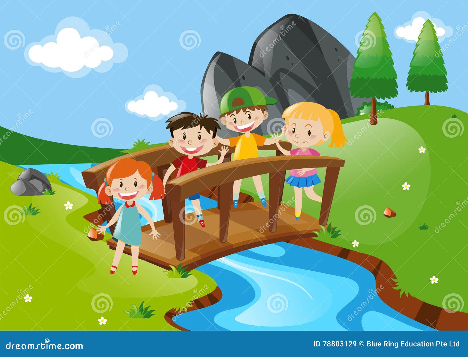 Kids Crossing The Street Vector Illustration. Children Walking Across ...