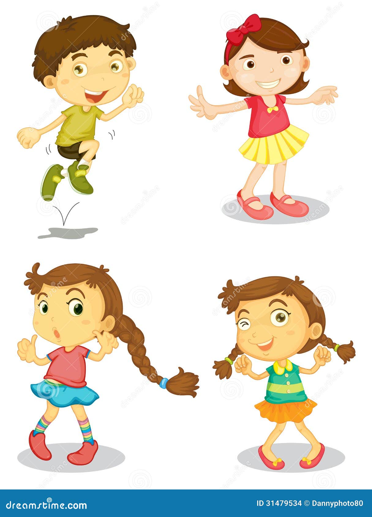 Four kids stock vector. Illustration of hair, lady, children - 31479534