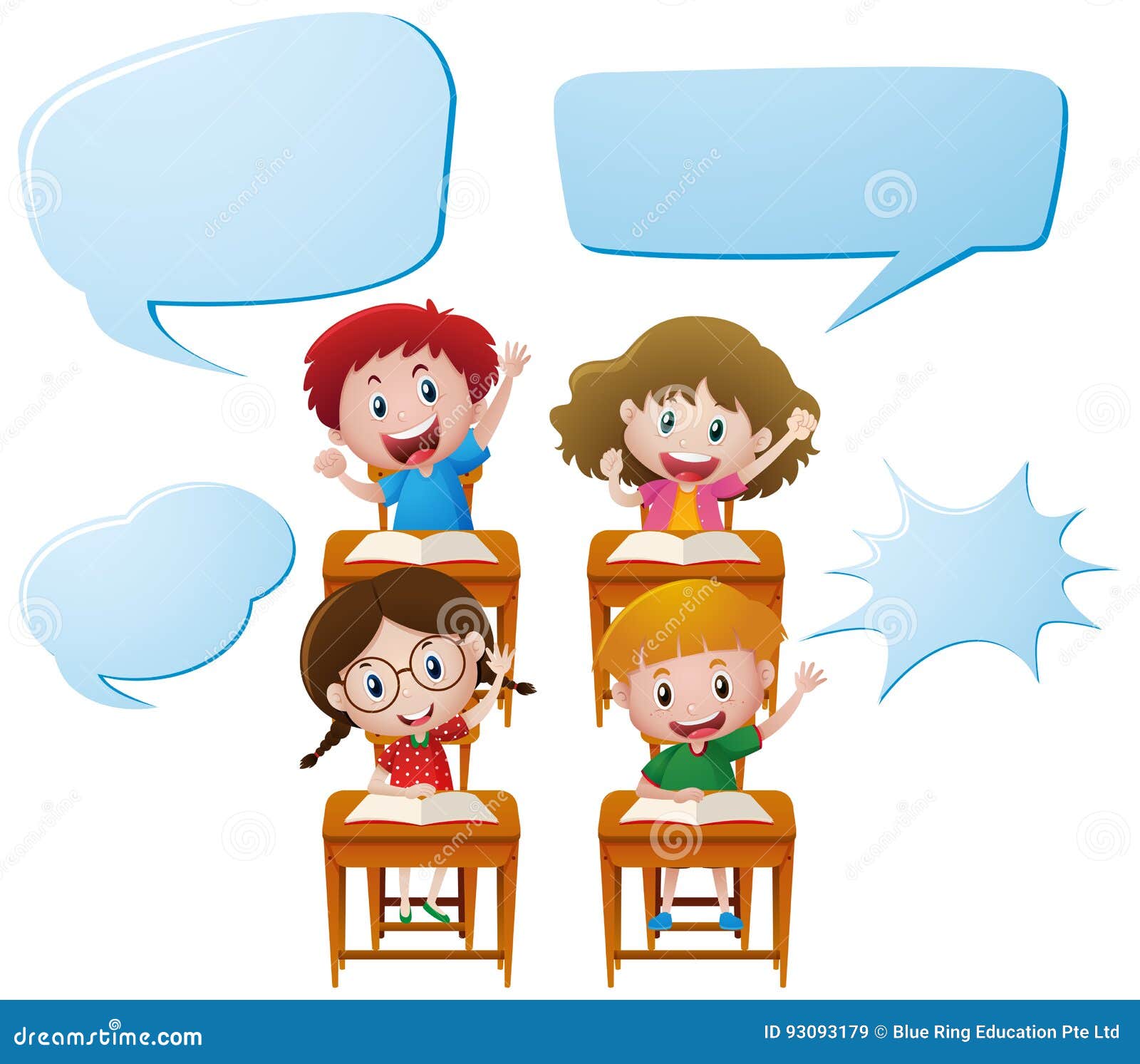 Four Kids Learning in Classroom Stock Vector - Illustration of isolated ...