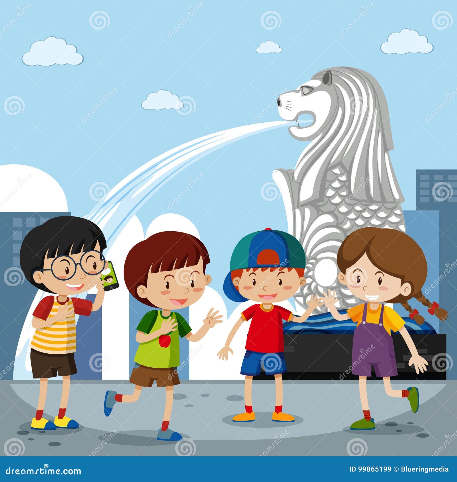 Merlion - Singapore / World Famous Buildings Vector Illustration ... Merlion - Singapore / World Famous Buildings Vector Illustration ...