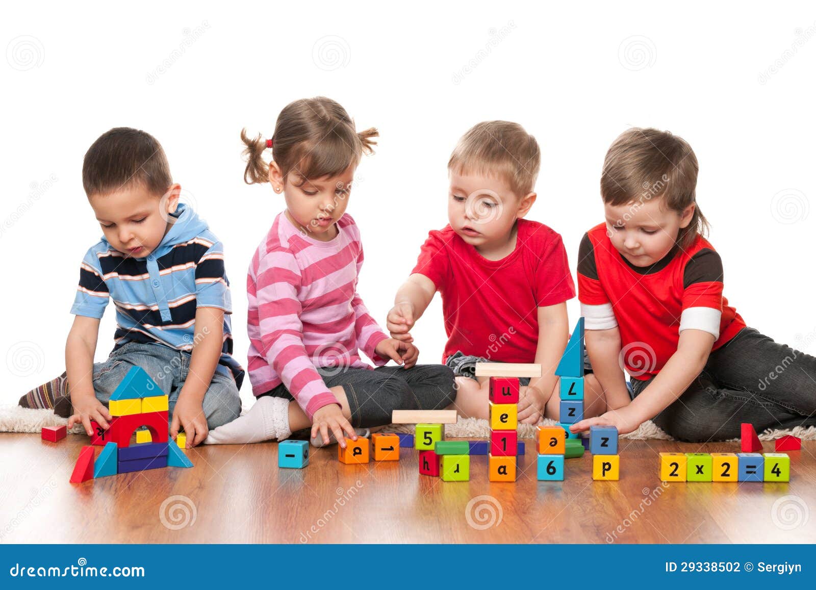 Four Kids are Playing on the Floor Stock Photo - Image of floor, education: 29338502