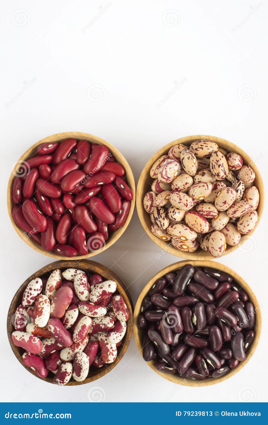 Four Kinds of Beans on White Background. Top View Stock Image - Image ...