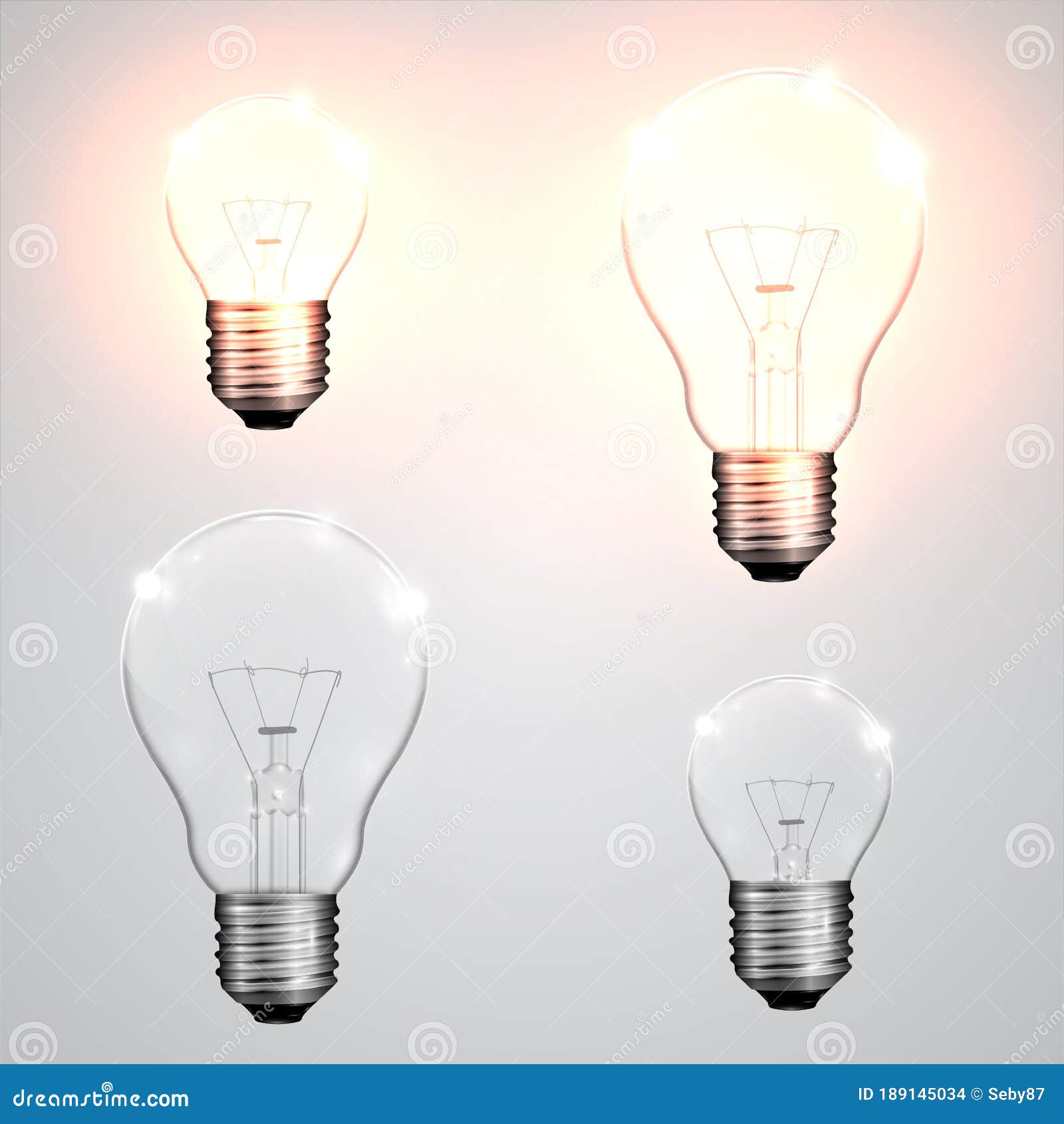 Four Kinds of Light Bulb, Vector Stock Vector - Illustration of ...