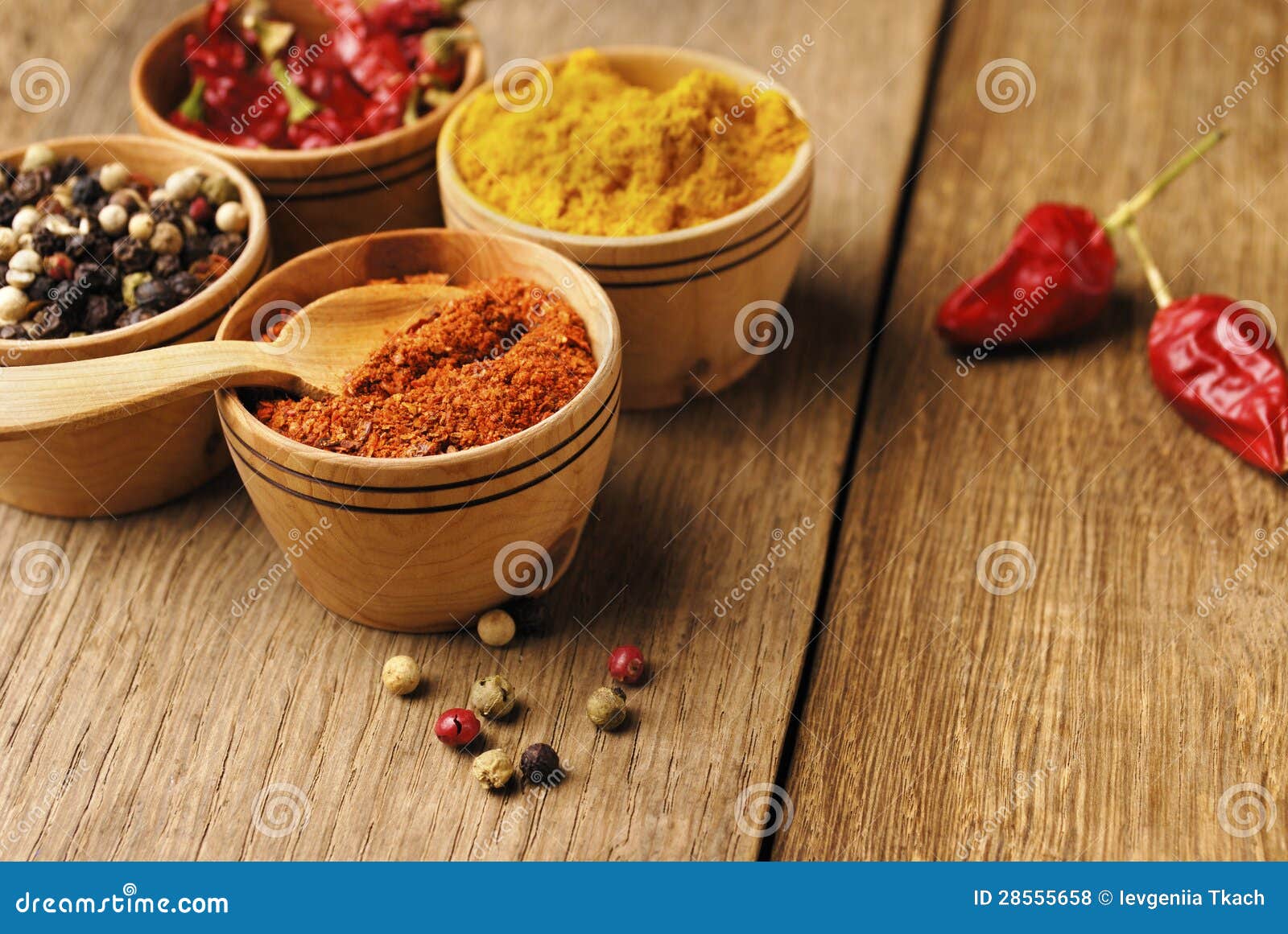 Four kinds of seasonings stock photo. Image of chili - 28555658