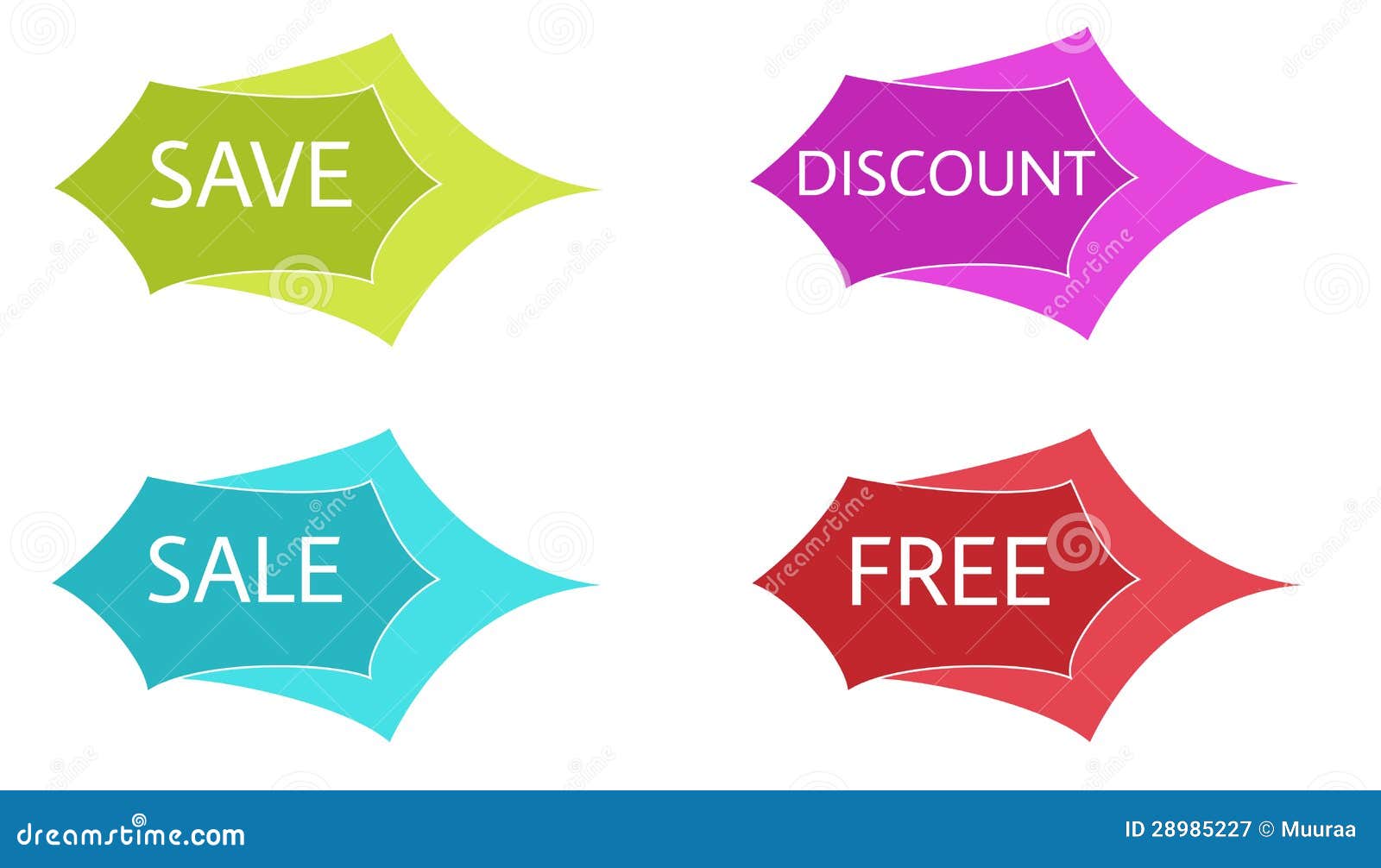 Four Labels (save, Discount, Sale, Free) Stock Vector - Illustration of ...