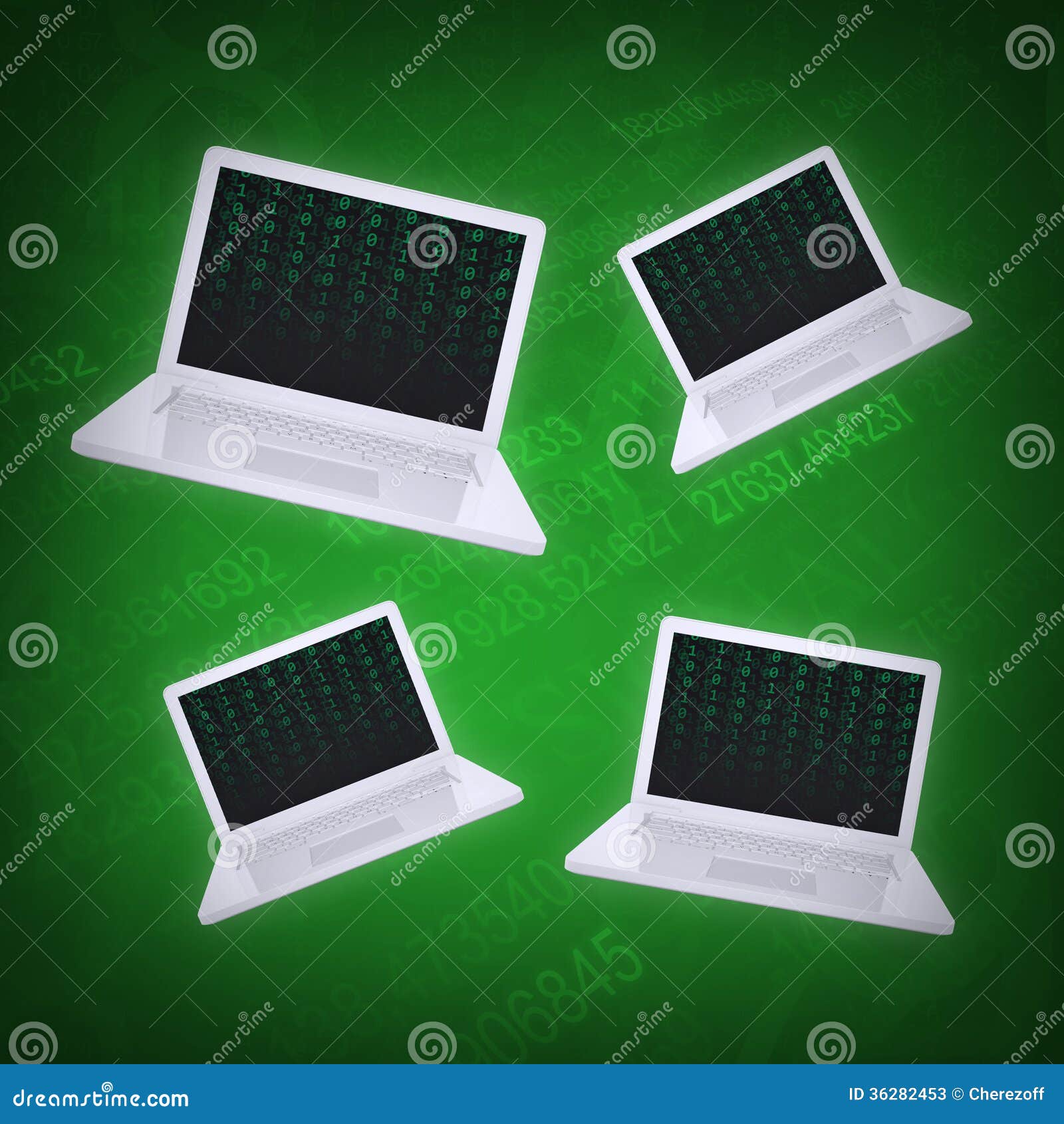 Four Laptop on an Abstract Background Stock Illustration - Illustration ...