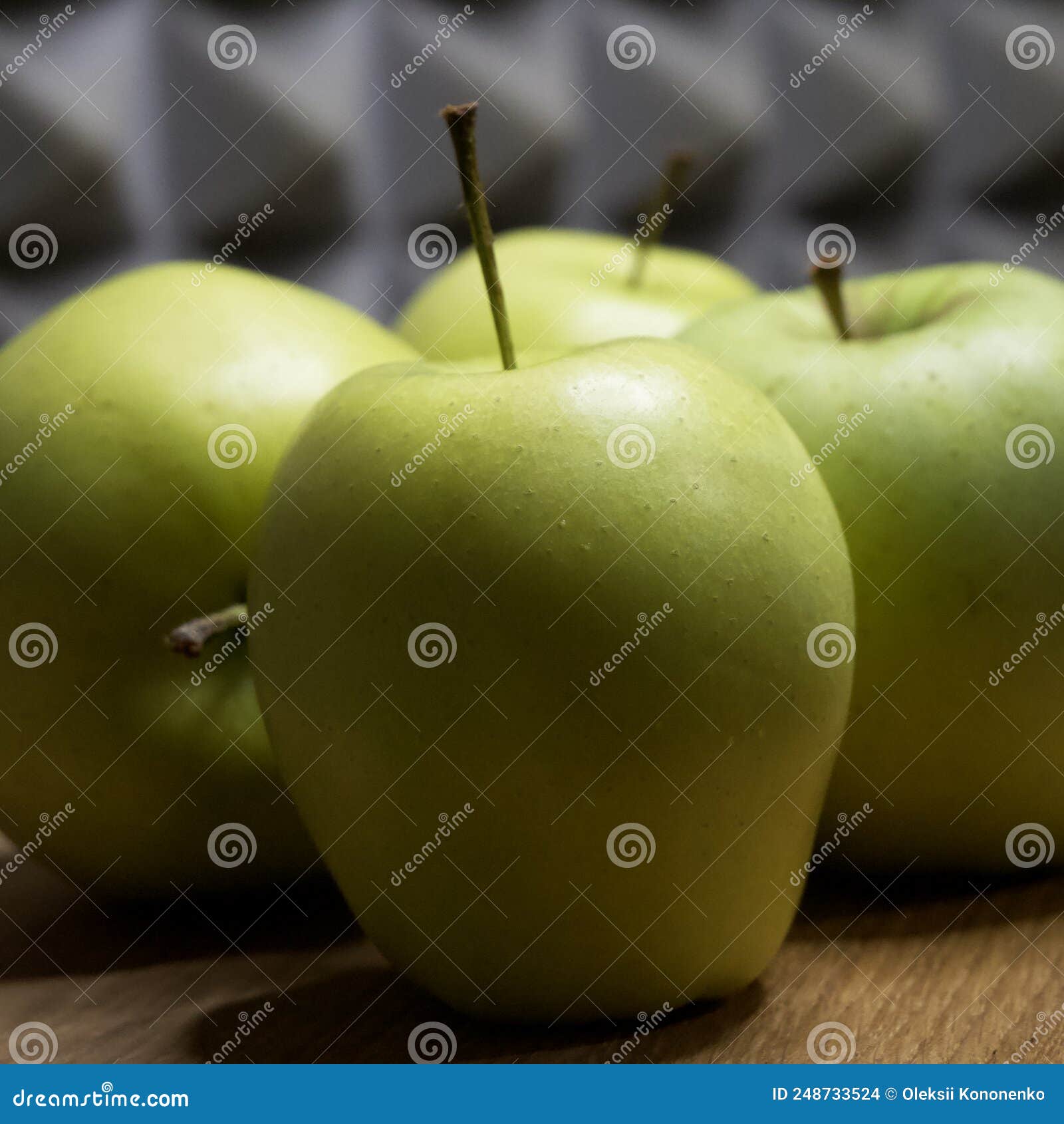 Four Large Apples, Close-up. Fruit on a Wooden Surface Stock Photo ...