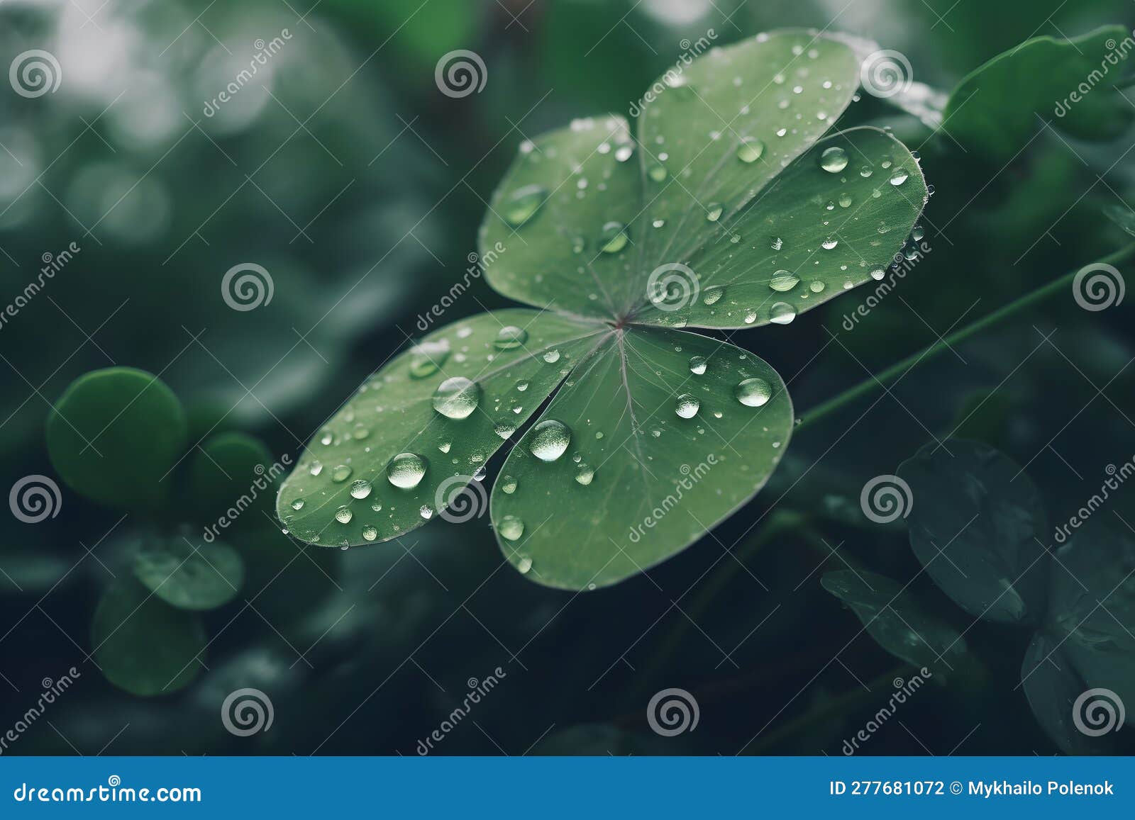 Four-leaf Clover with Drops. Neural Network AI Generated Stock ...