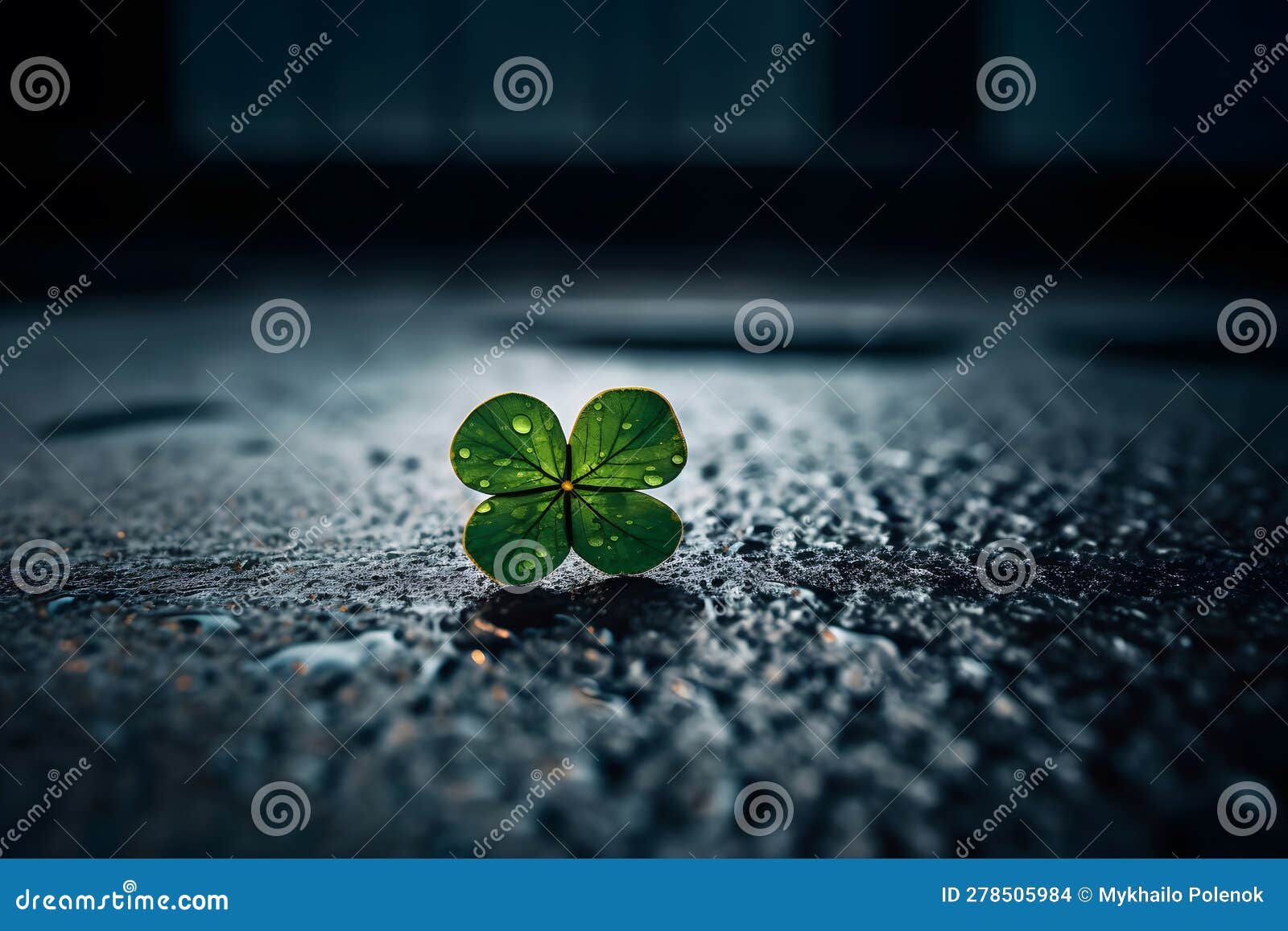 Four-leaf Clover with Drops. Neural Network AI Generated Stock ...
