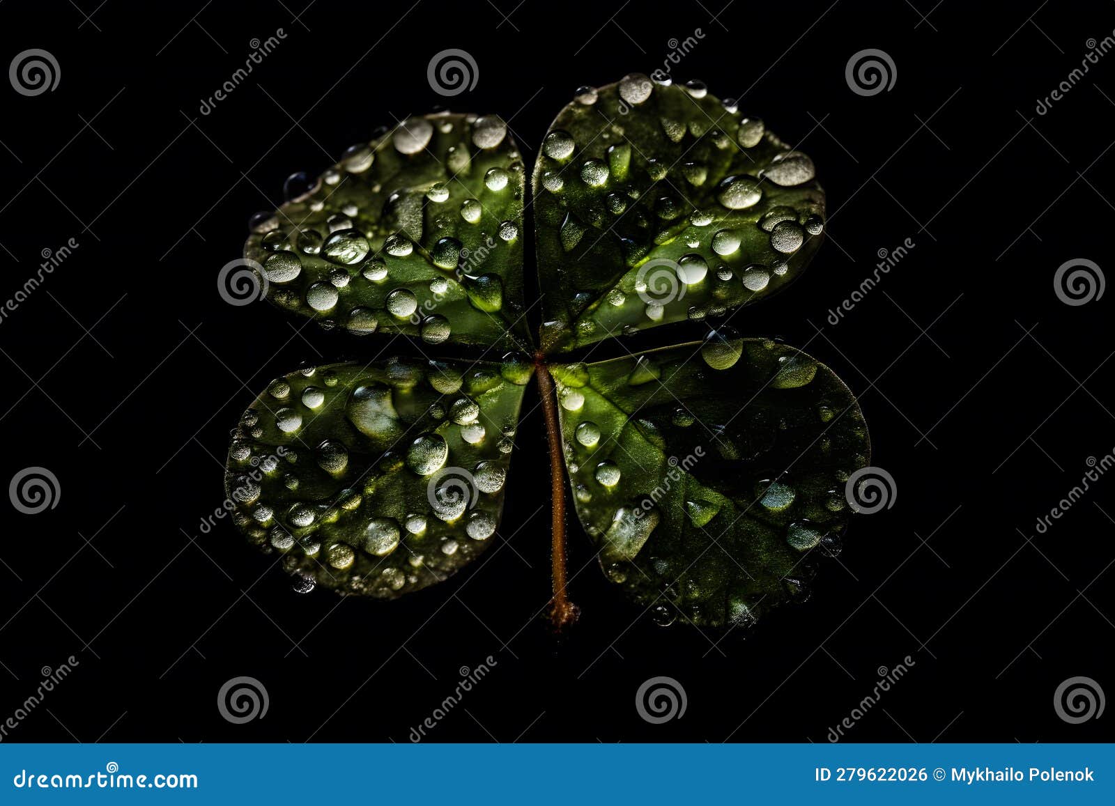 Four-leaf Clover with Drops. Neural Network AI Generated Stock ...