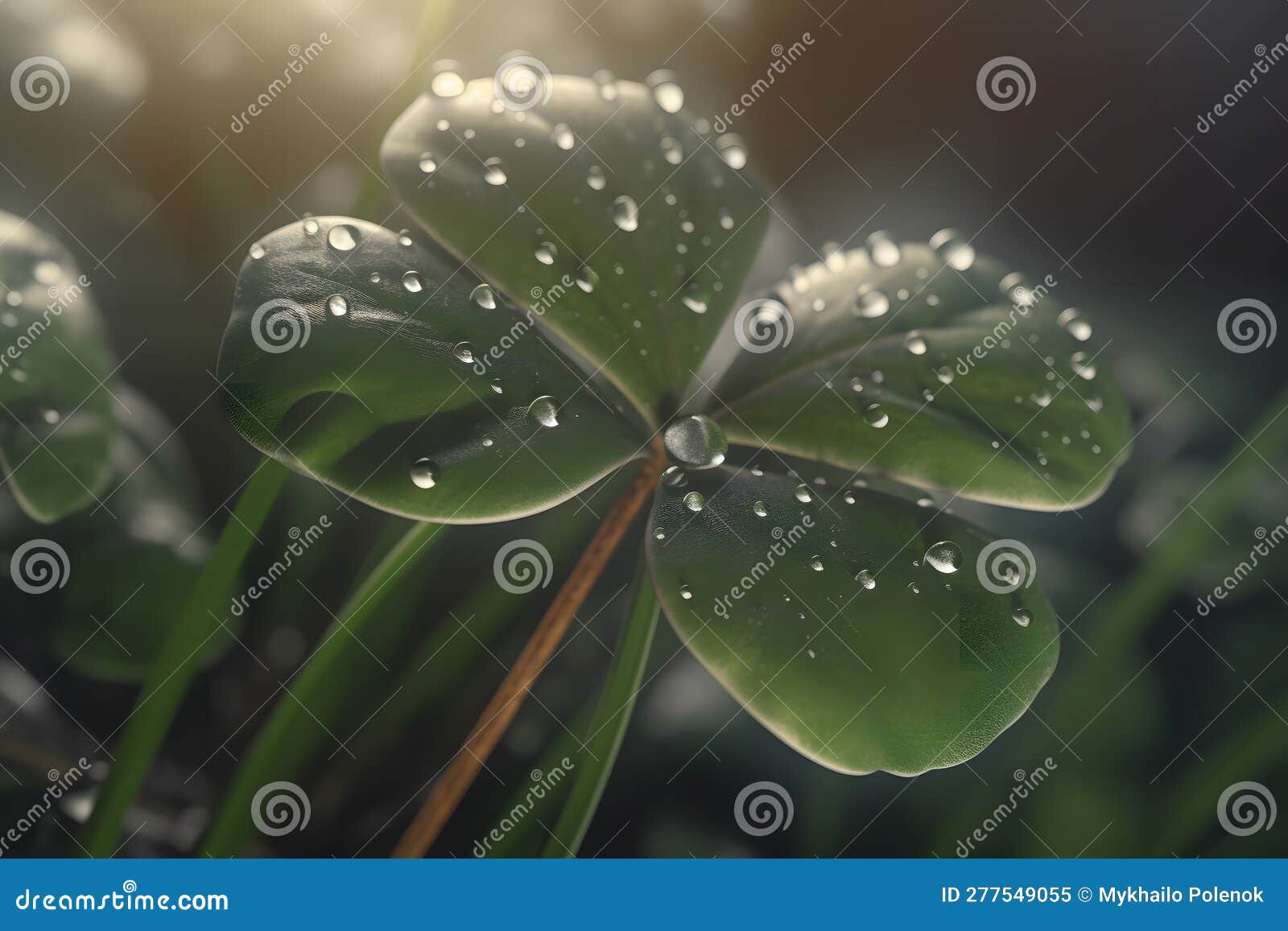 Four-leaf Clover with Drops. Neural Network AI Generated Stock ...