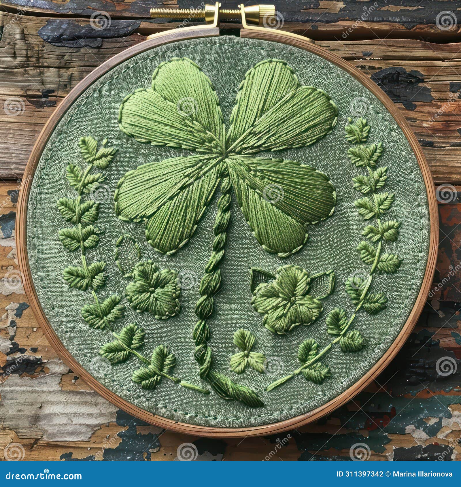 Four Leaf Clover Embroidery. Symbol of Good Luck on St. Patrick S Day ...