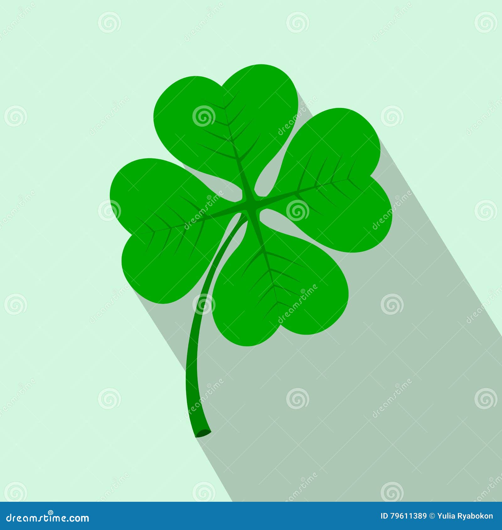 Four leaf clover flat icon stock vector. Illustration of luck - 79611389