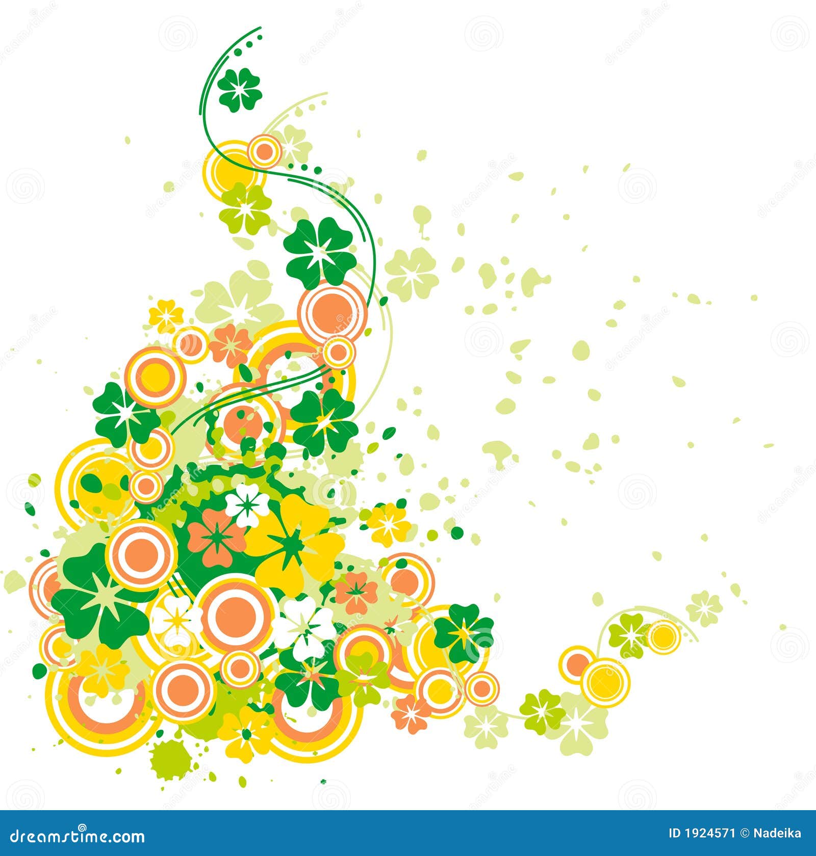 Four-leaf Clover with Flourish Stock Vector - Illustration of element ...